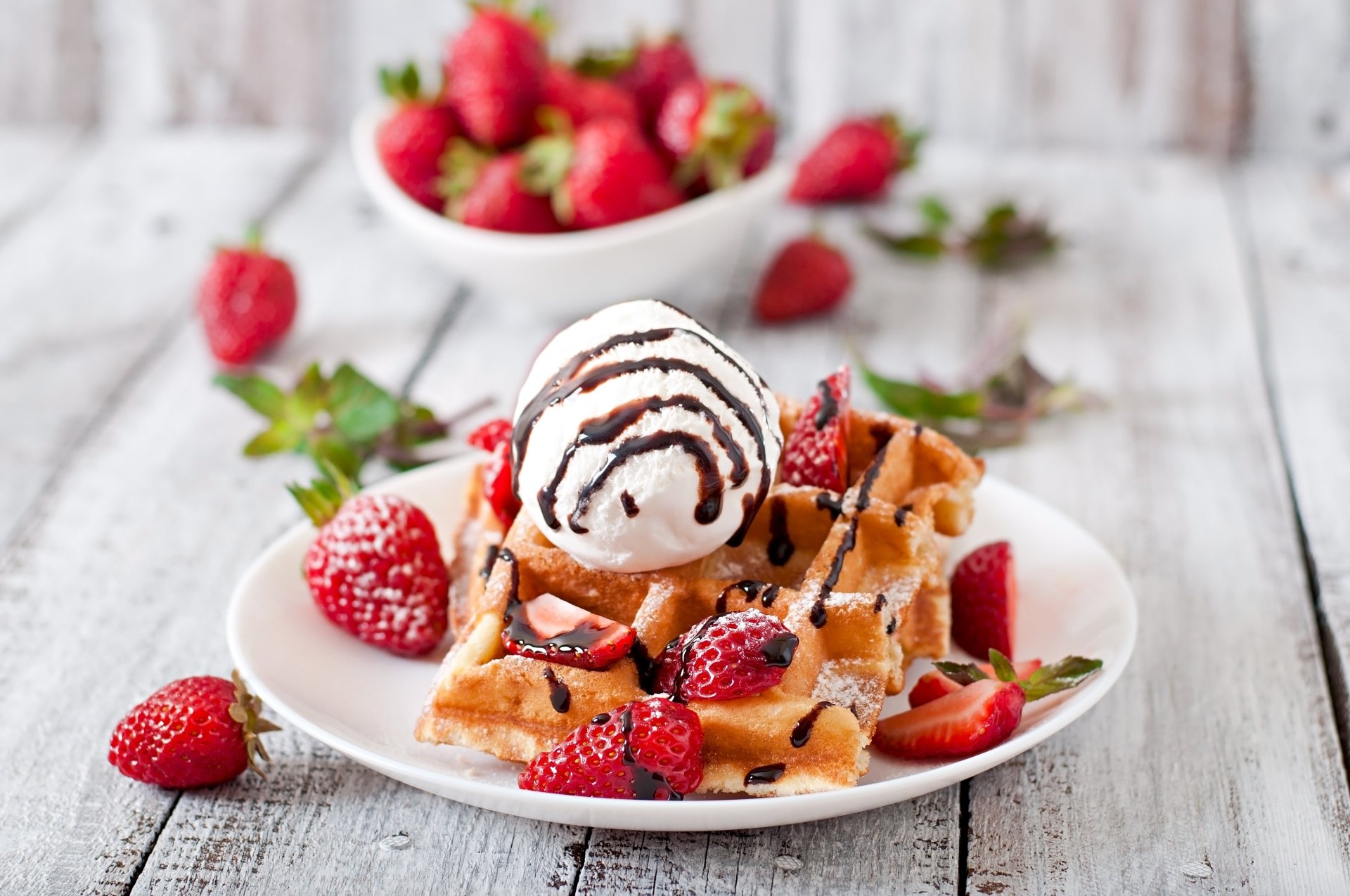 Download Fruit Dessert Ice Cream Strawberry Berry Food Waffle 4k Ultra ...
