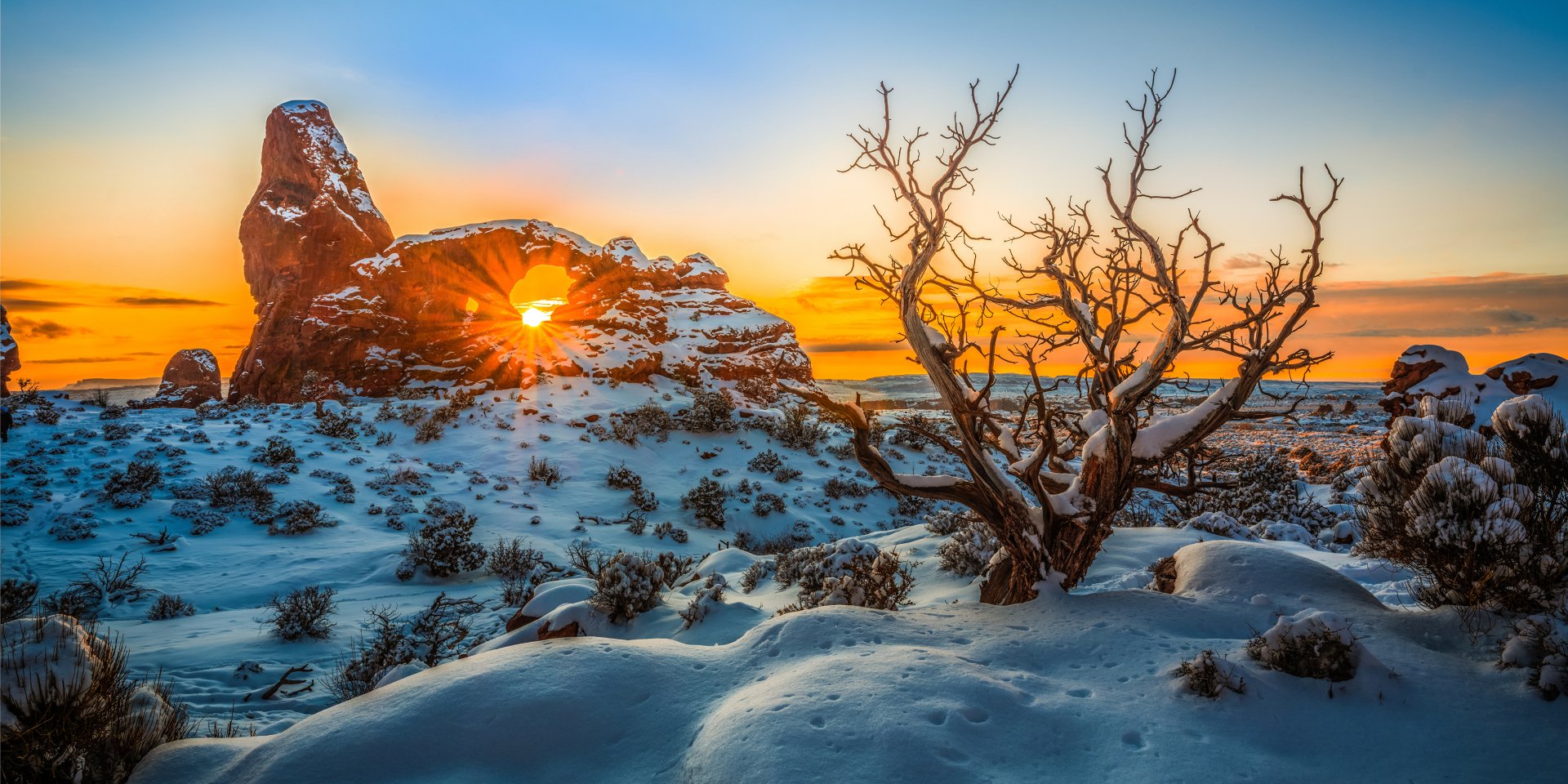 Download Sunrise Nature Arch 4k Ultra HD Wallpaper | 5120x2560 ...