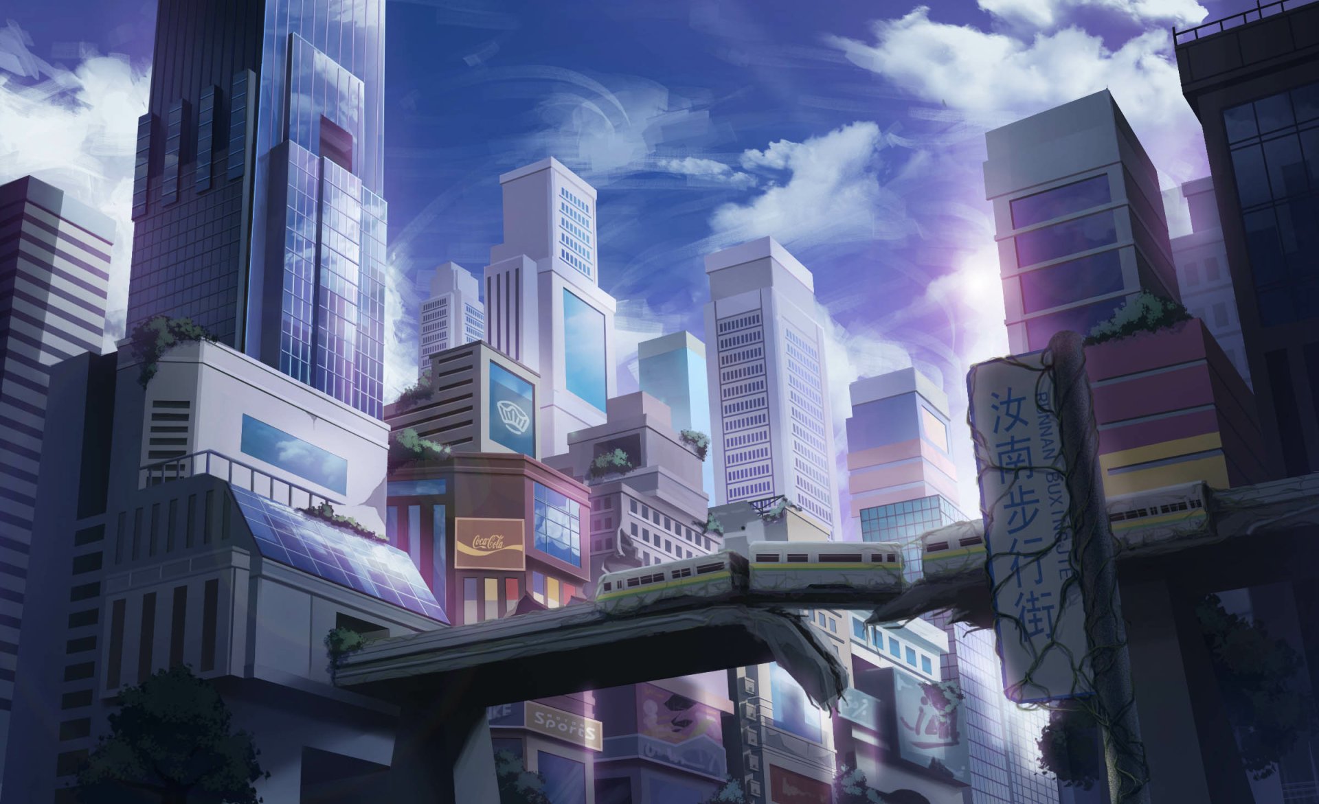 Download Building Anime City Anime City HD Wallpaper by 黒猫