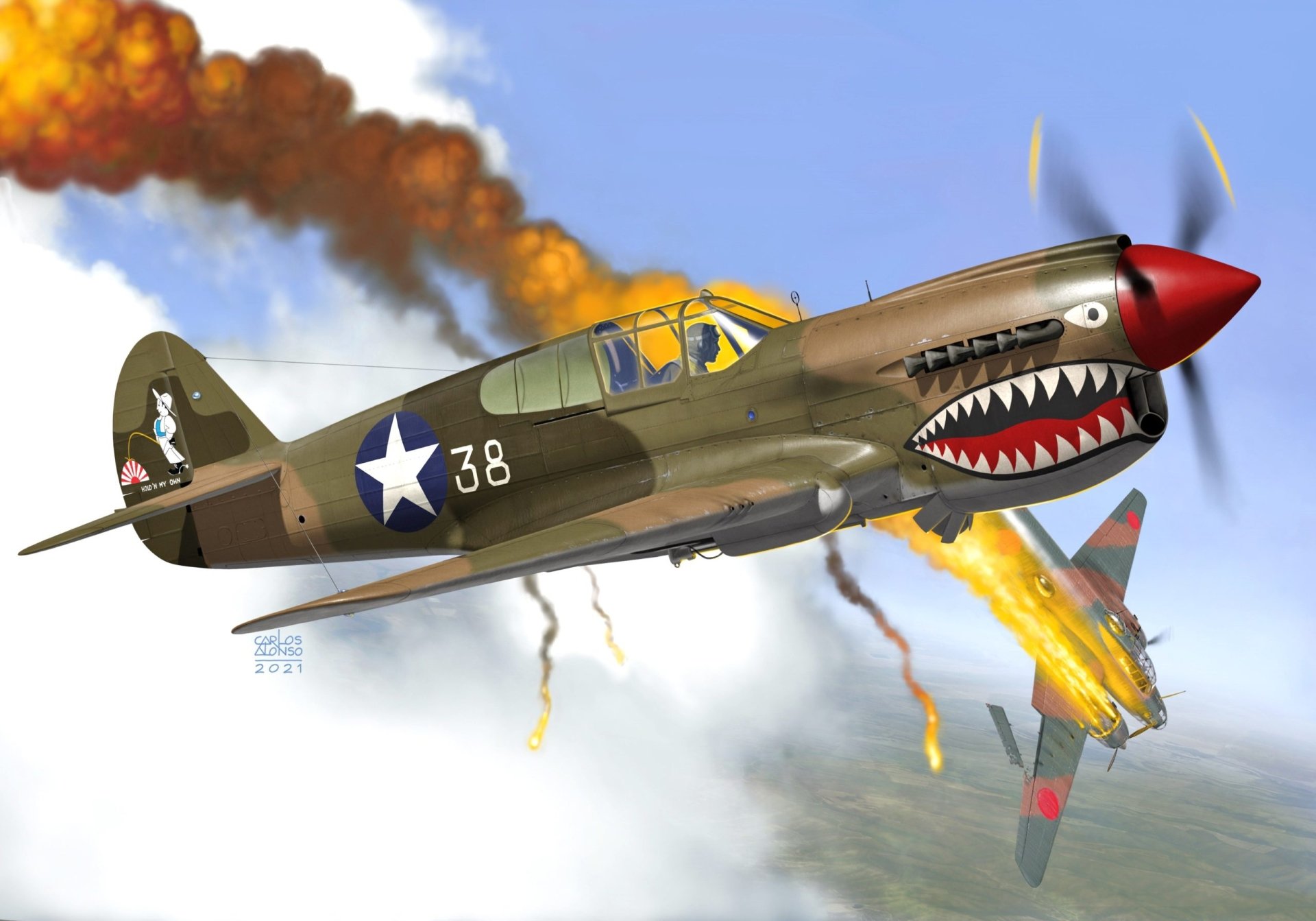 Download Warplane Military Curtiss P-40 Warhawk HD Wallpaper