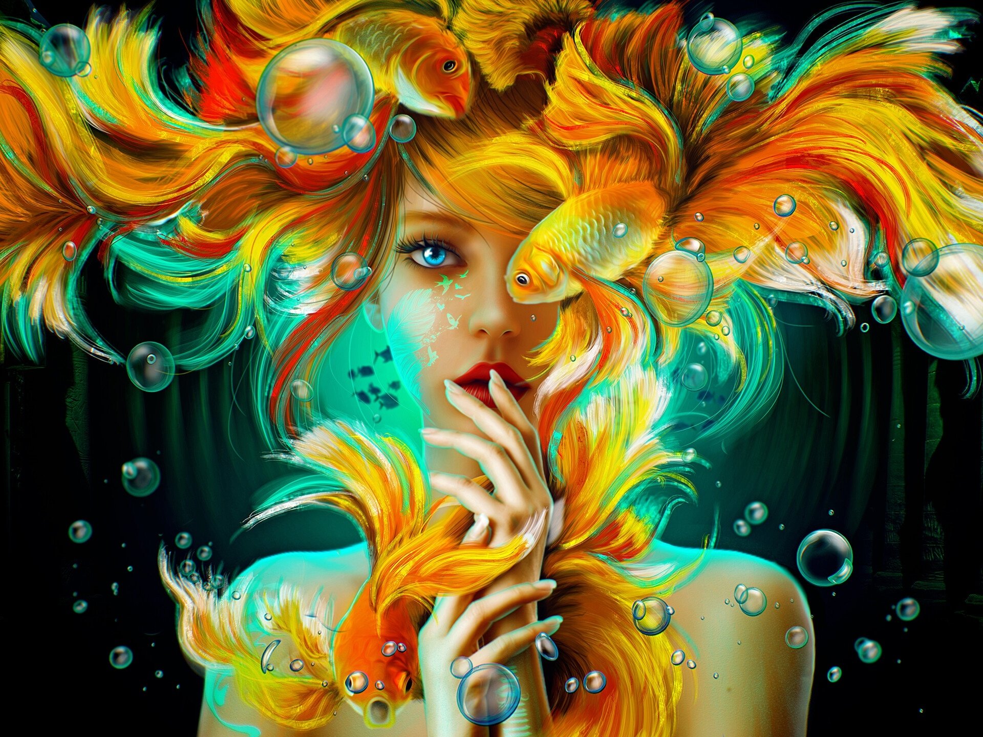 Download Fish Fantasy Woman HD Wallpaper