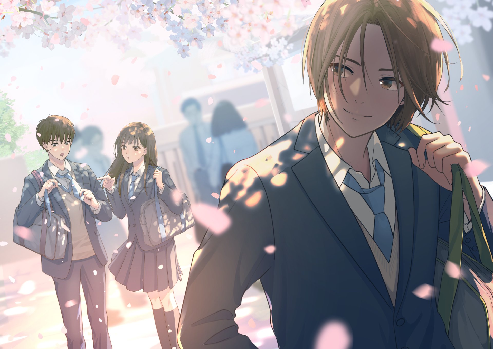 4K Ultra HD Anime Boy - Spring School Day Portrait by まかろんK