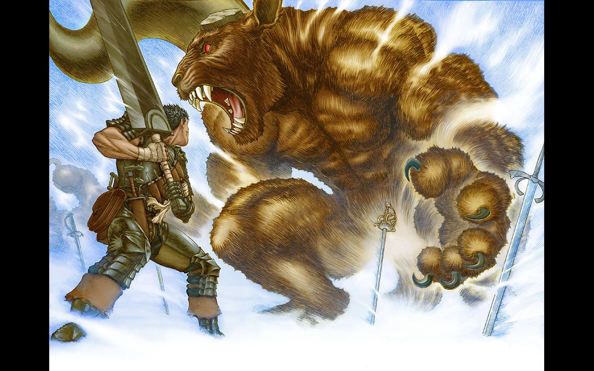 Guts vs Beast: Epic Berserk Anime HD Wallpaper Clash