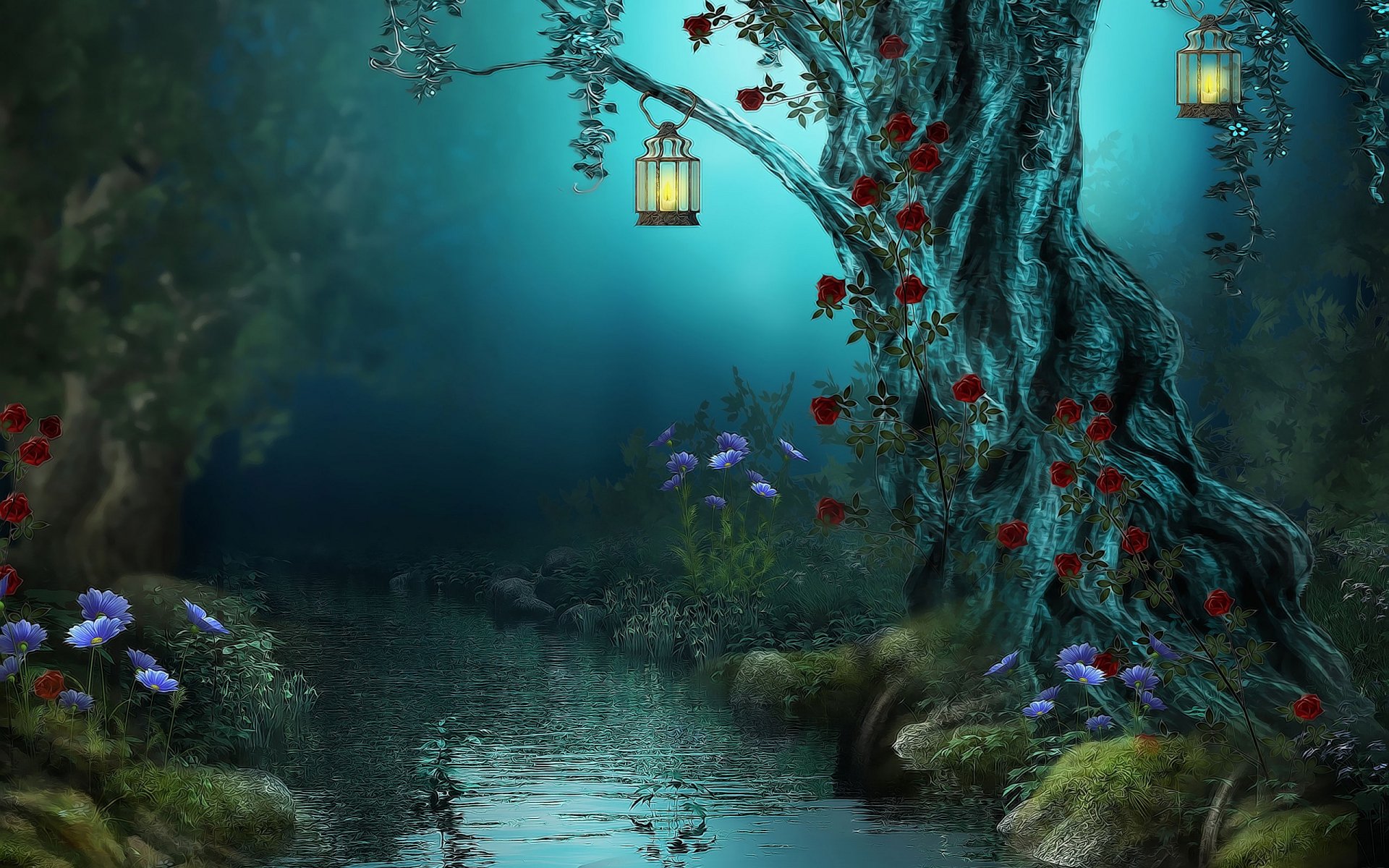 Enchanted Forest River – HD Fantasy Wallpaper