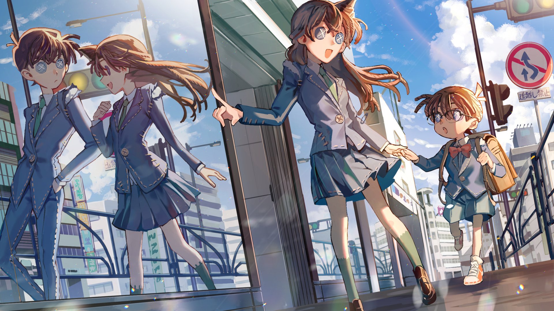 Detective Conan HD Wallpaper: Mouri Ran and Conan in Action