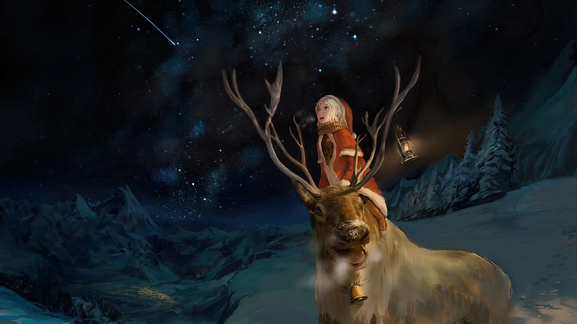 Download Reindeer Christmas Rain Anime Girl Anime Girl Anime Christmas ...