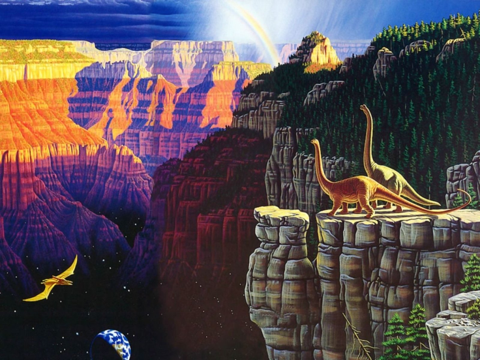 Canyon Dawn: Dinosaur Vista HD Wallpaper | 1600x1200 | Wallpaper Abyss