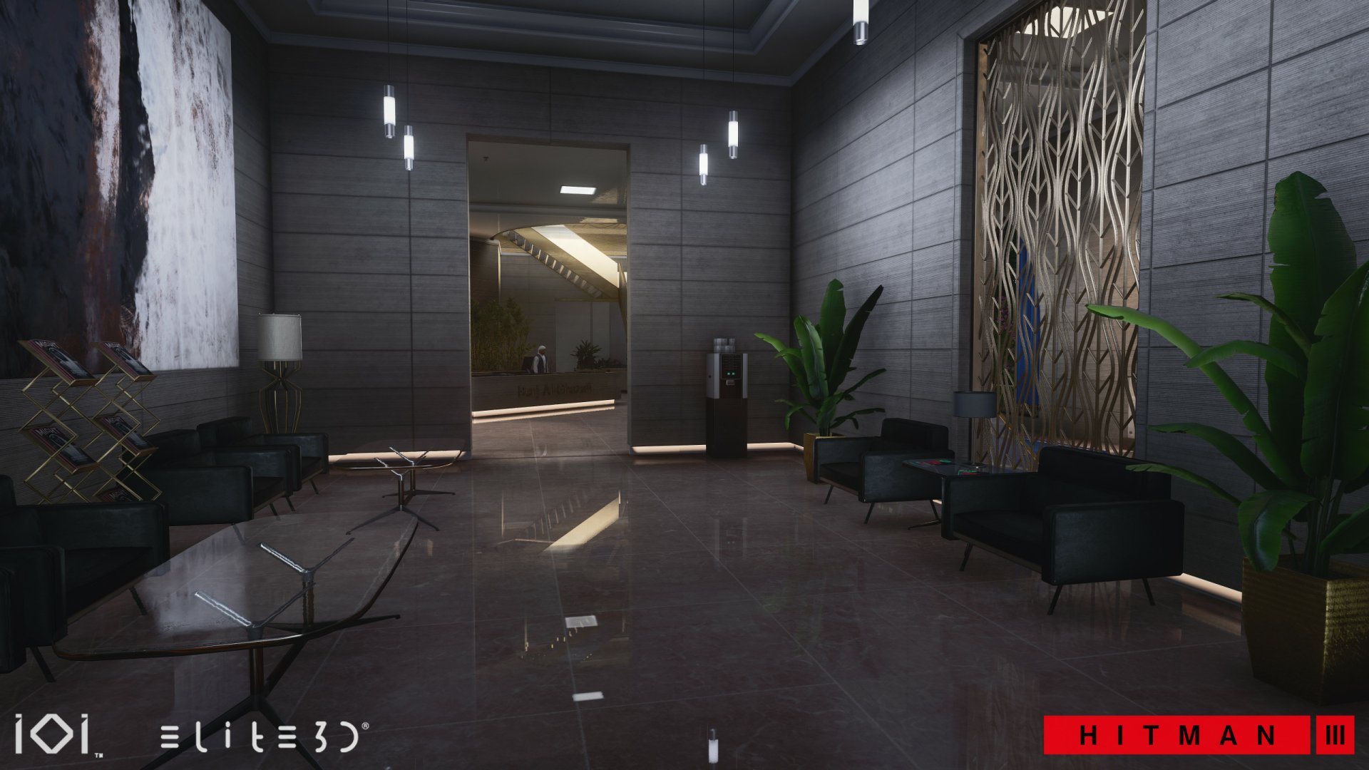Hitman 3 Game HD Wallpaper - Sleek Lobby Design by Martin Garcias Ticoulat