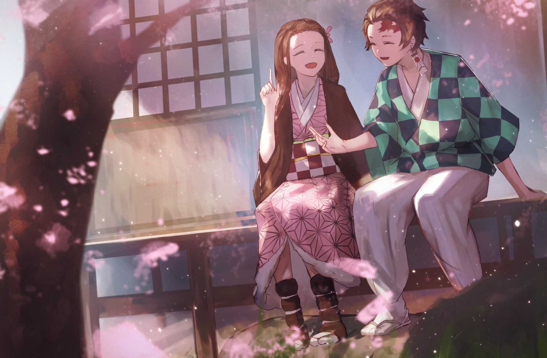 Demon Slayer HD — Tanjiro & Nezuko: Cherry Blossom Respite | 2179x1425 ...