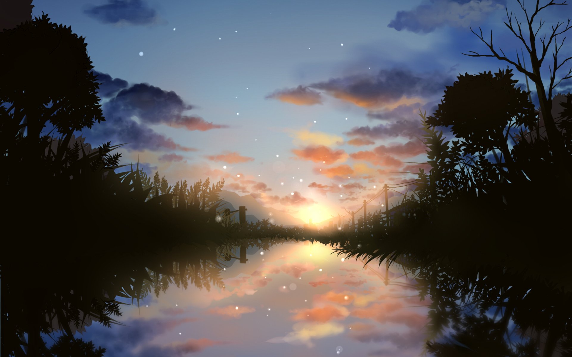 Download Lake Anime Sunset Anime Sunset HD Wallpaper | 1920x1200 ...