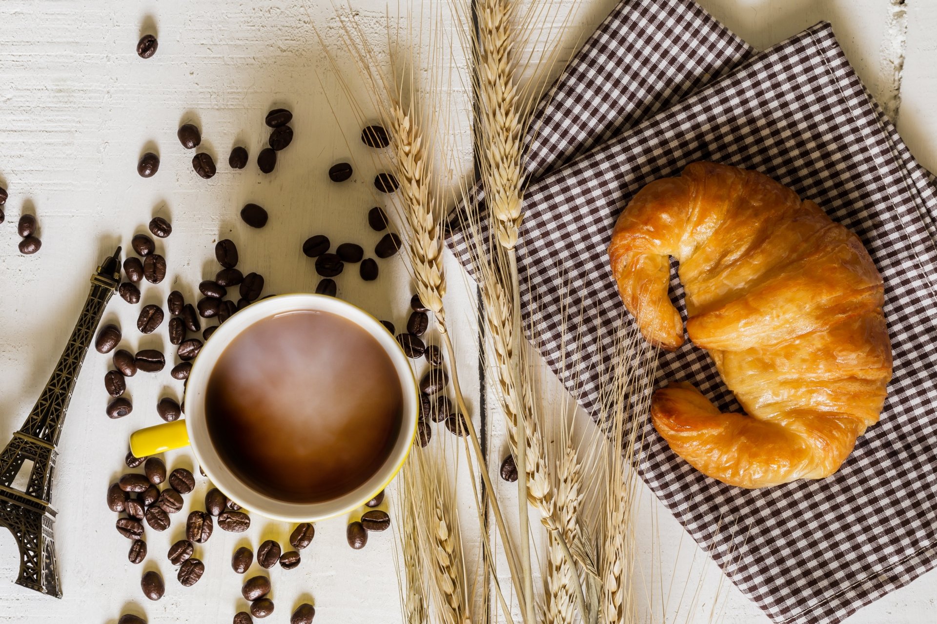 Download Croissant Coffee Food Breakfast HD Wallpaper