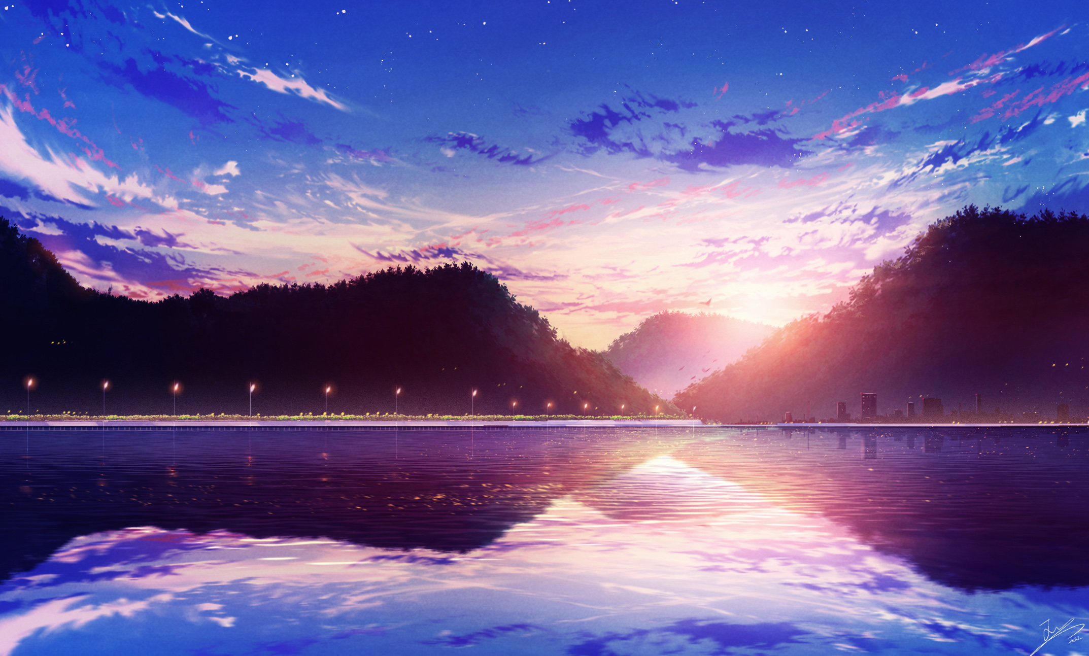 Download Anime Sunset Anime Sunset HD Wallpaper