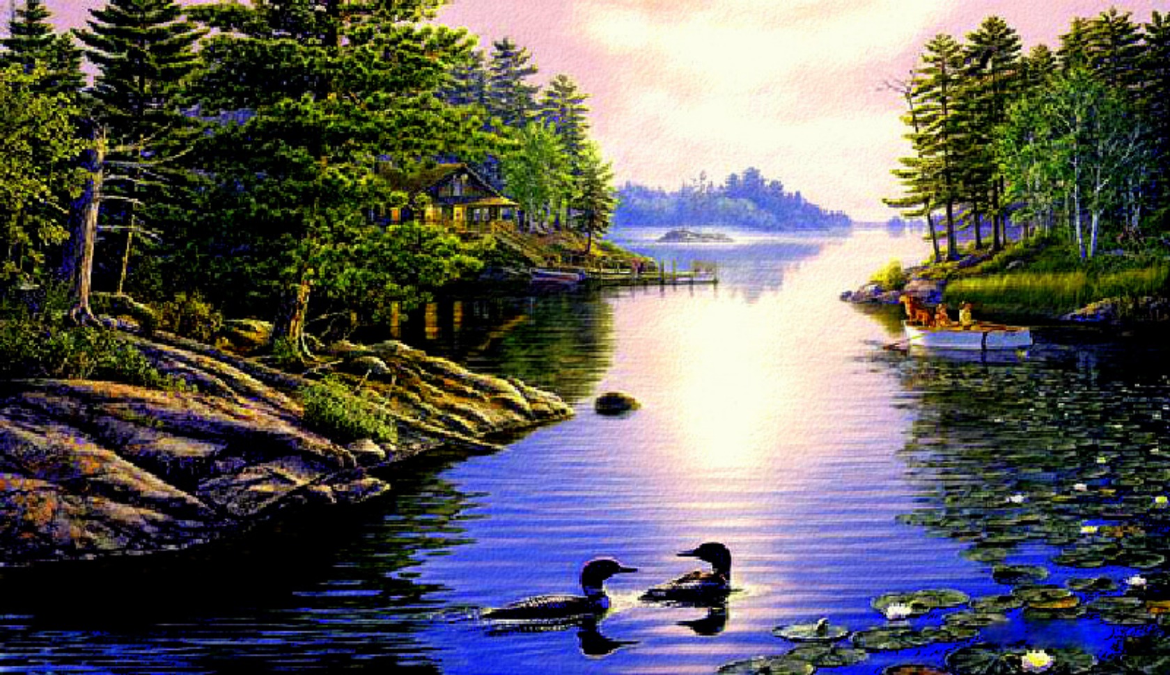 Serene Nature’s Art: HD Lakeside Harmony