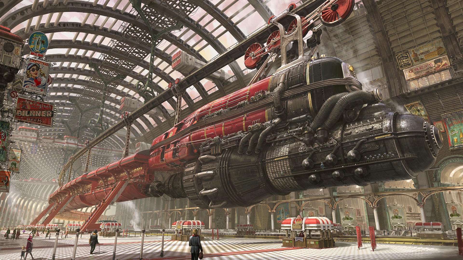Download Futuristic Train Sci Fi Steampunk HD Wallpaper
