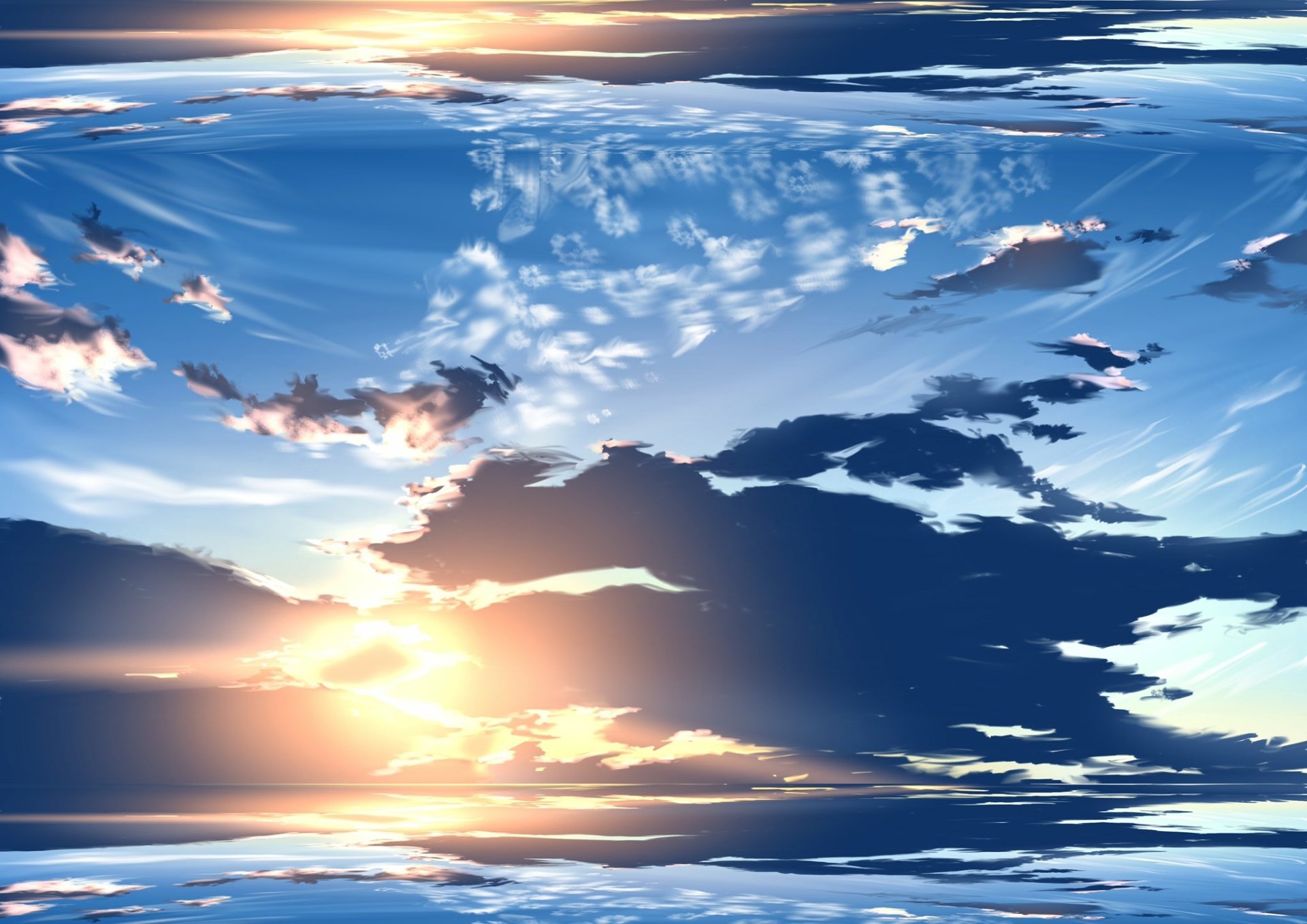 Download Lake Reflection Cloud Sunrise Anime Sky Sky Anime HD Wallpaper ...