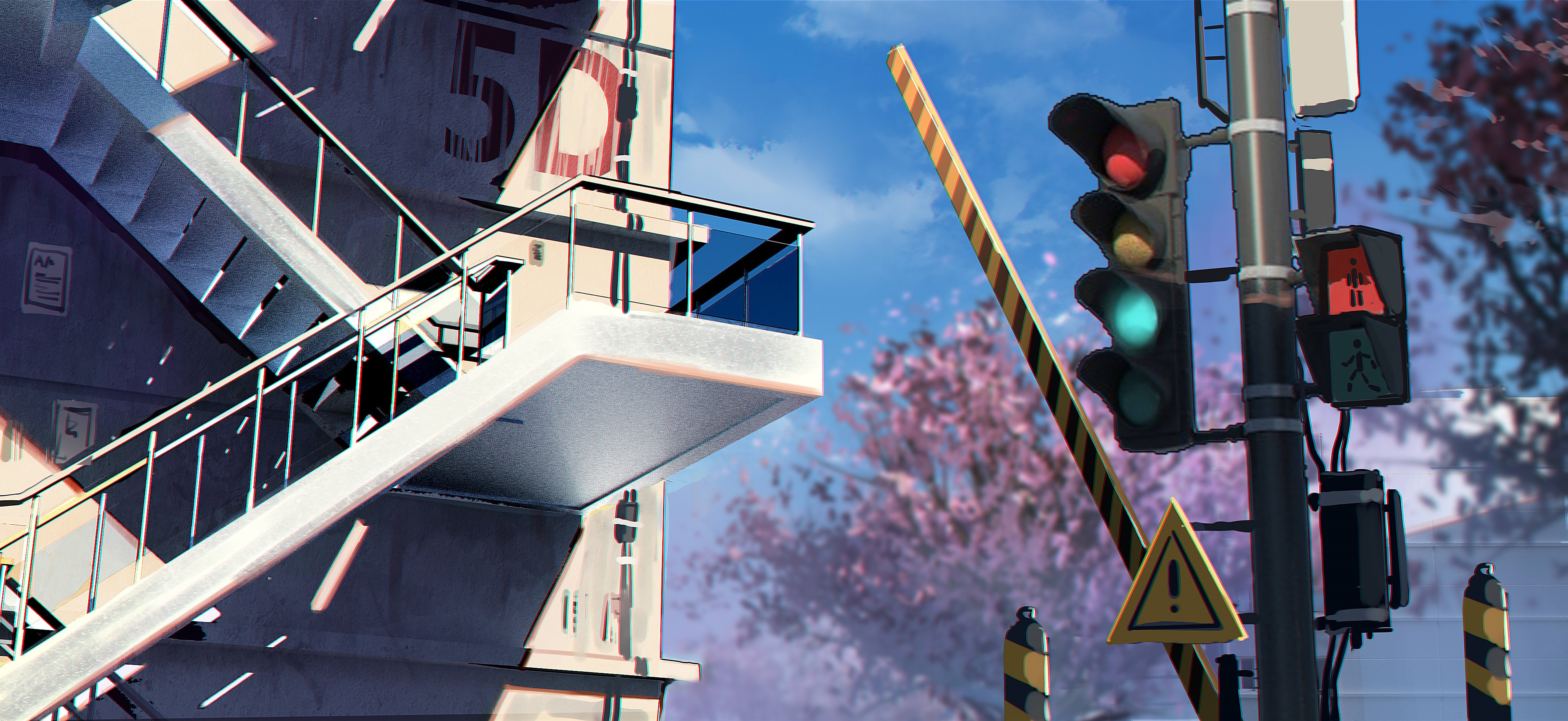 Download Traffic Light Anime Original HD Wallpaper by Qi==Qi