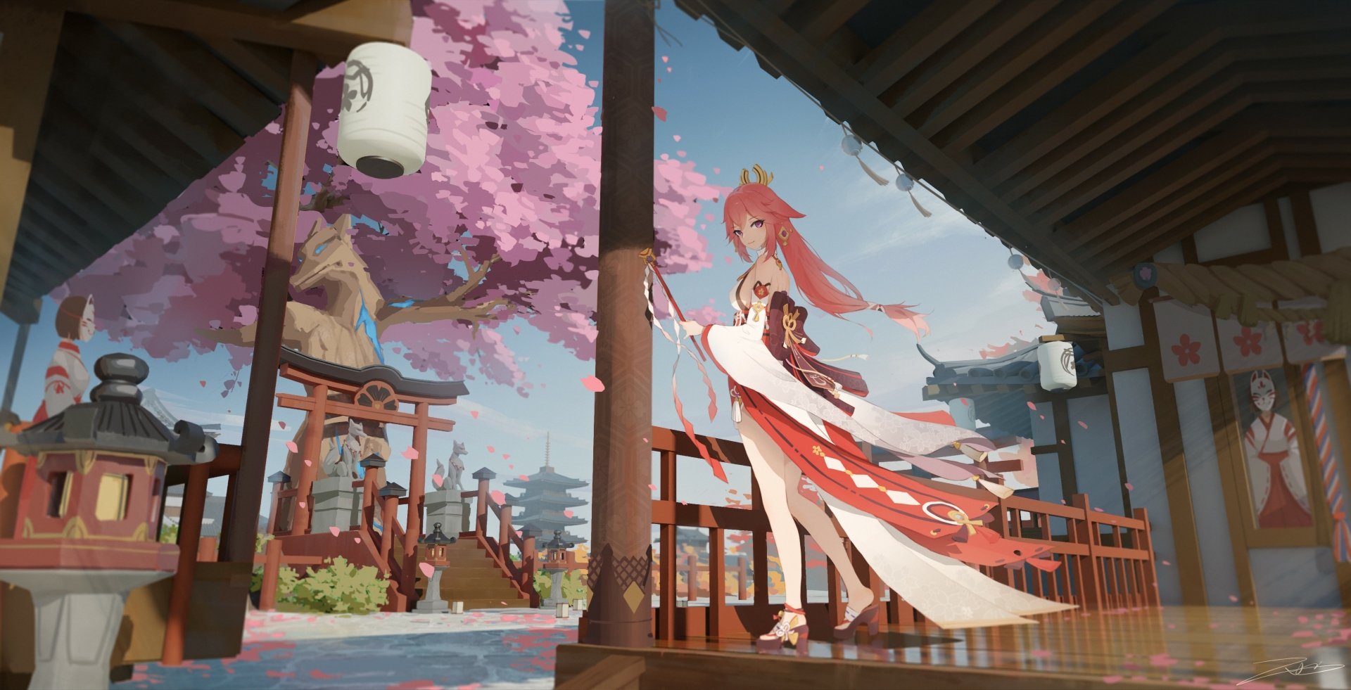 Yae Miko Guuji - Stunning 4K Genshin Impact Ultra HD Wallpaper by 雨様