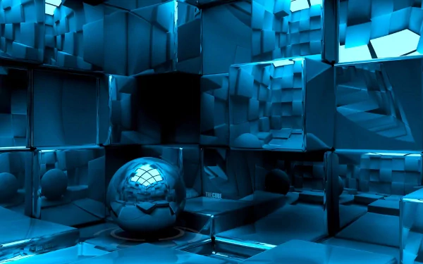 Abstract 3D Spheres and Cubes HD Wallpaper