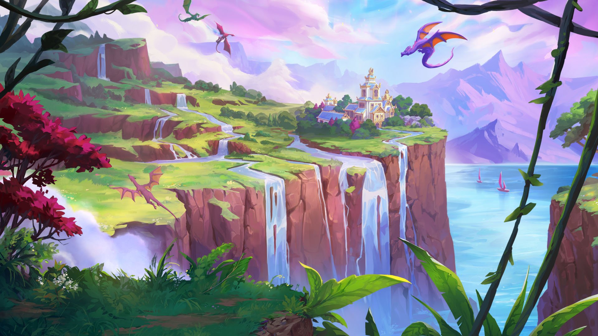 League of Legends HD Wallpaper: Vibrant Fantasy Landscape Adventure