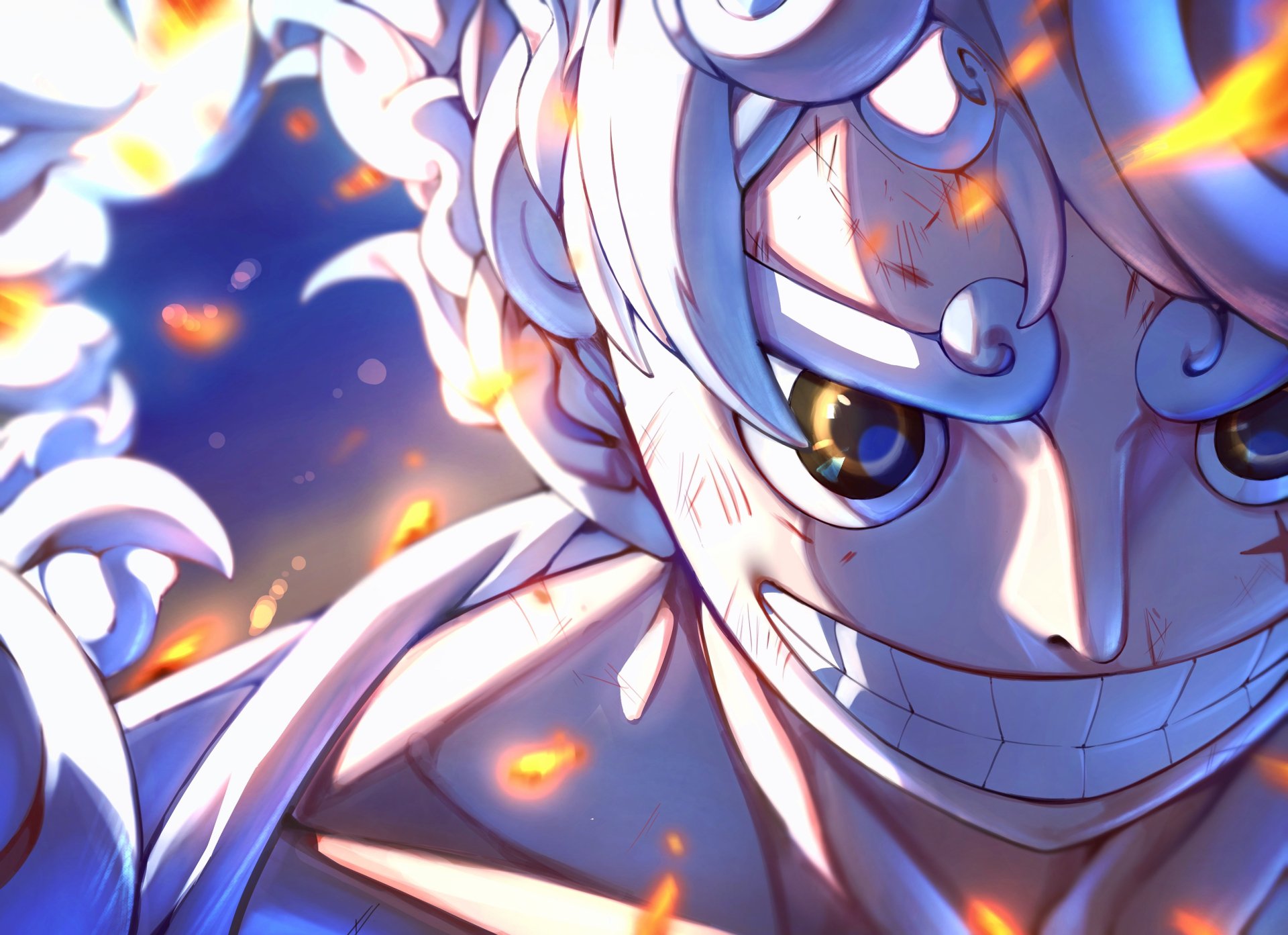 Gear 5 Luffy Unleashed: Epic One Piece HD Anime Wallpaper by さとし【SATOSHI】