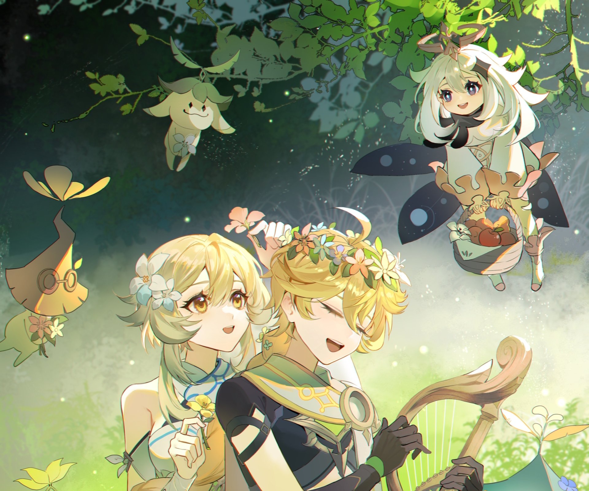 Download Aether (Genshin Impact) Lumine (Genshin Impact) Paimon (Genshin Impact) Aranara Video ...