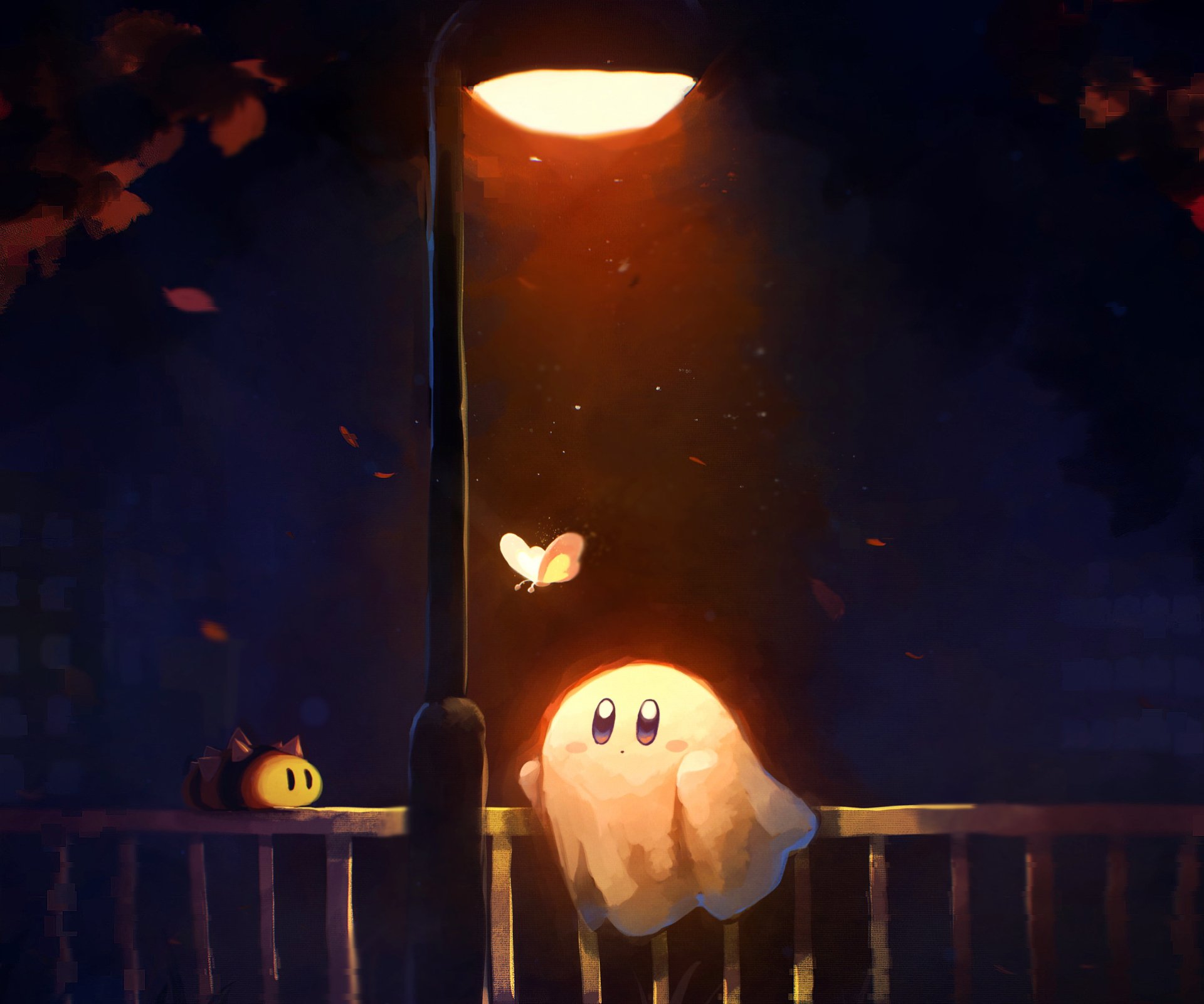 Kirby’s Cozy Night: HD Video Game Wallpaper by すびかか