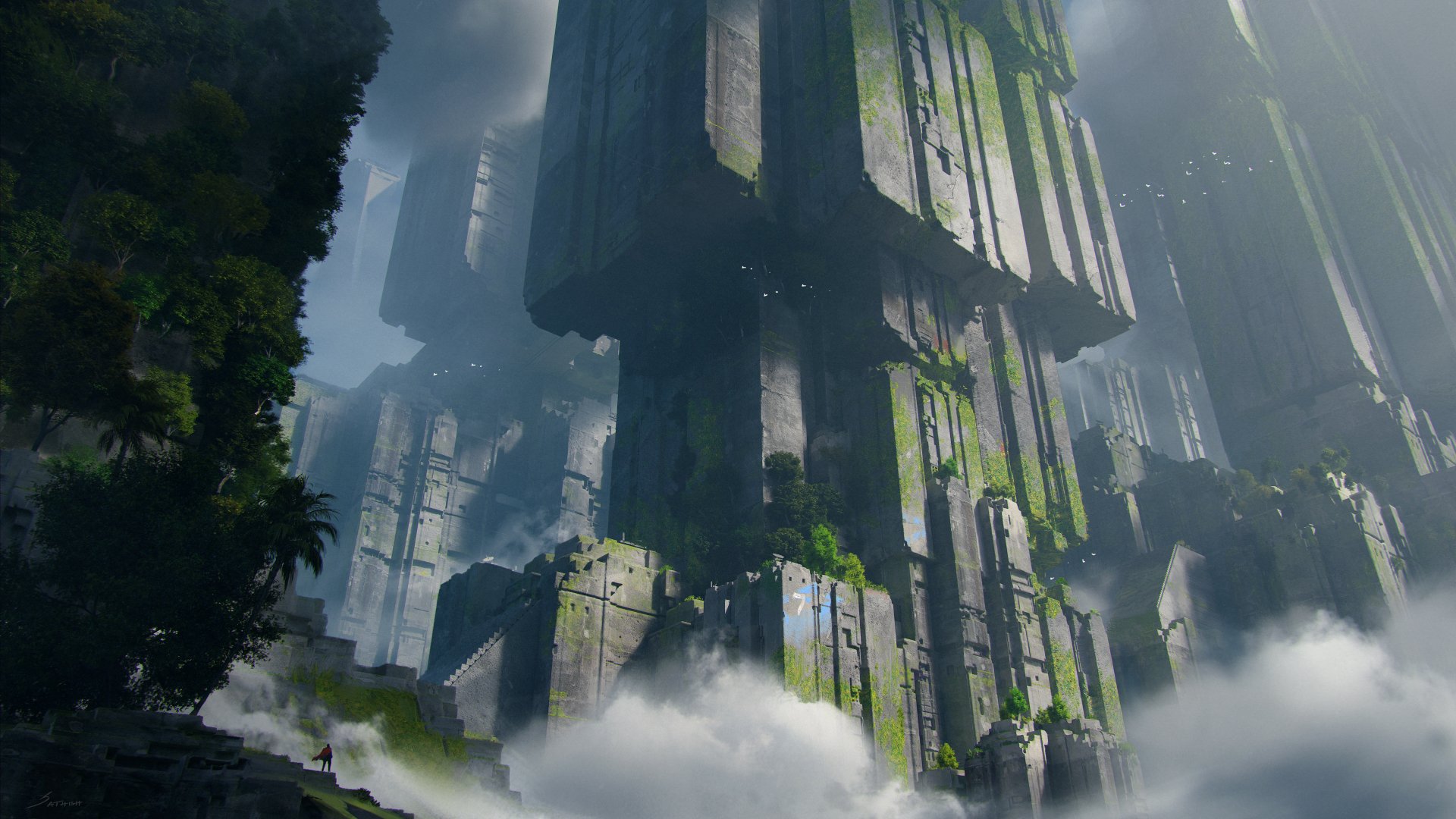 Ancient Fantasy Fortress in Mist – 4K Ultra HD Building Wallpaper by ...