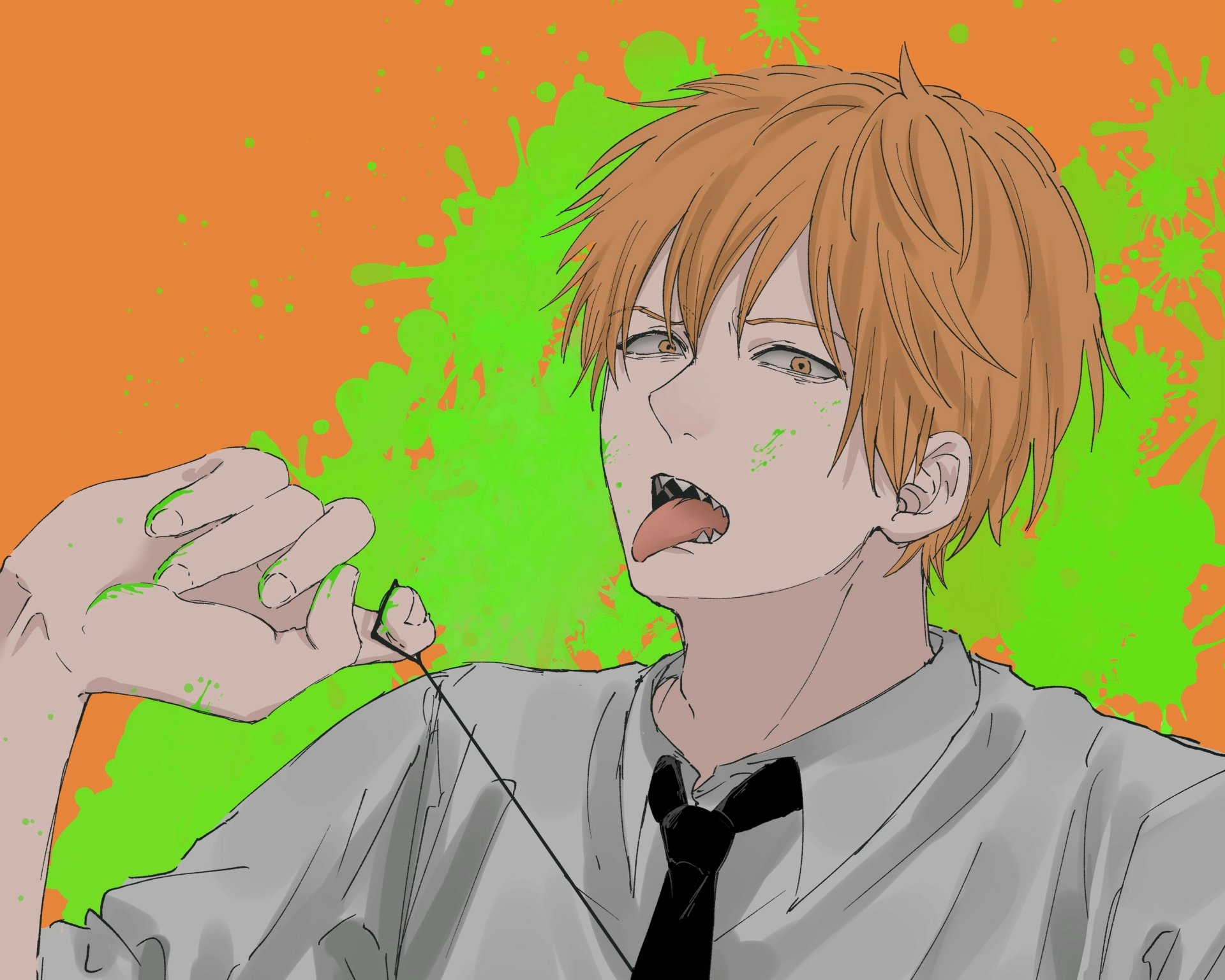 Chainsaw Man: Denji — Neon 2K Quad HD Anime Wallpaper by あかかか ...