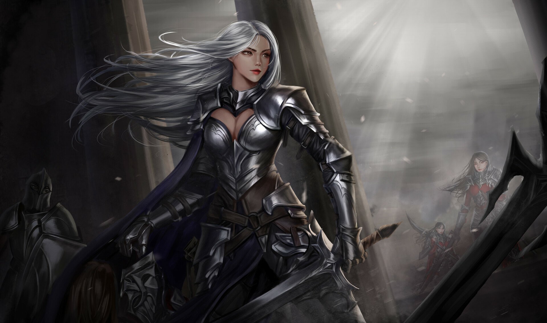 Silverblade Sentinel — Fantasy Woman Warrior (HD Wallpaper) by SangHyun ...