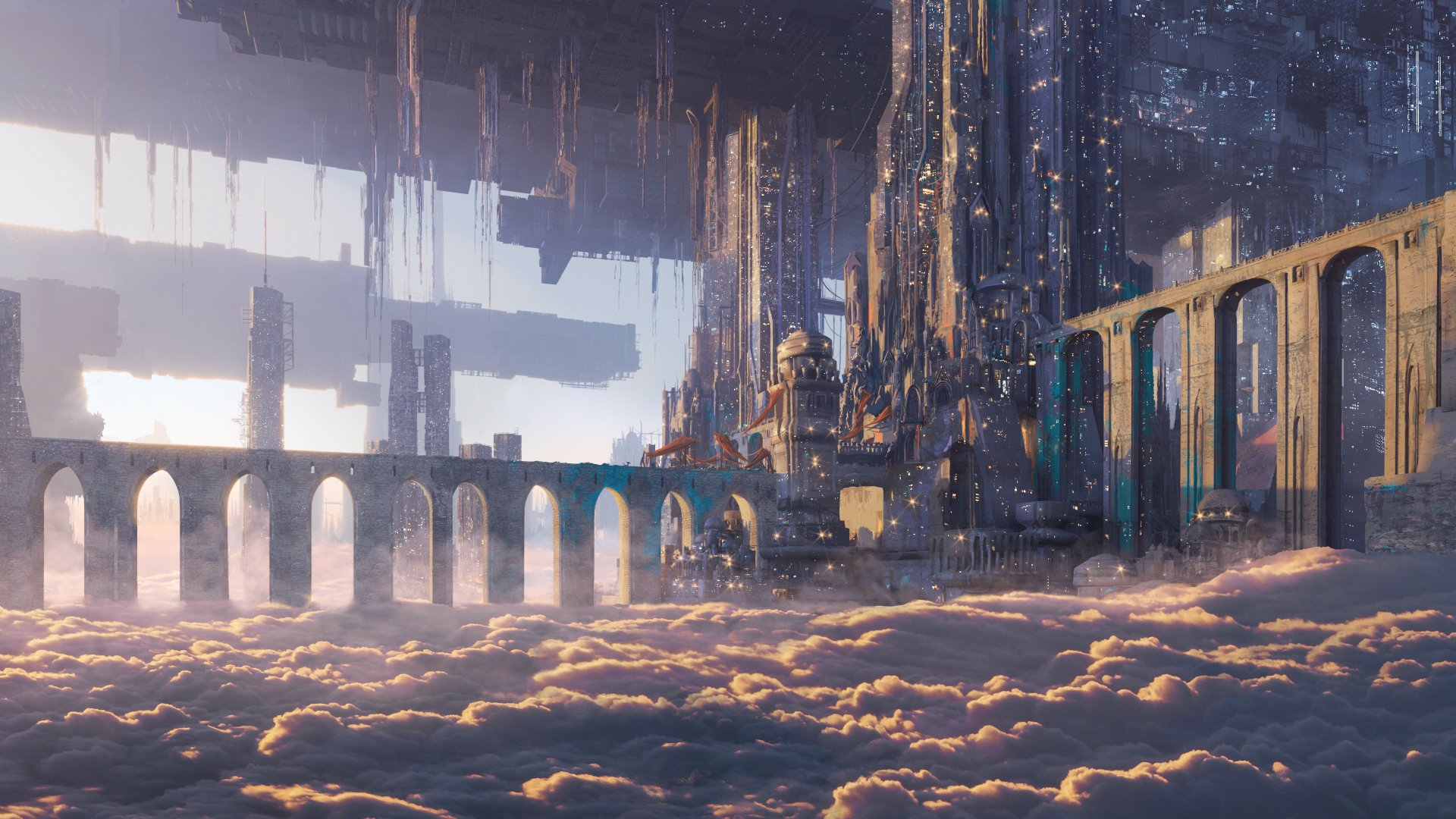 4K Ultra HD Fantasy Cityscape Above the Clouds by idil dursun