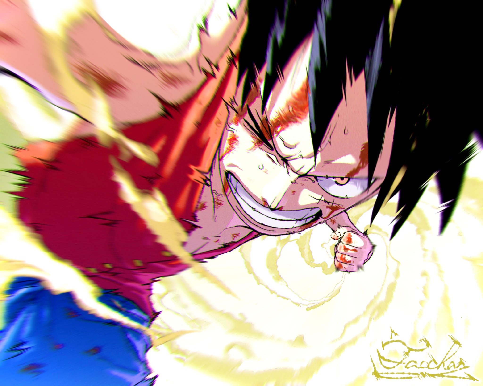 Epic One Piece HD Wallpaper: Monkey D. Luffy in Action! by tacchan56110