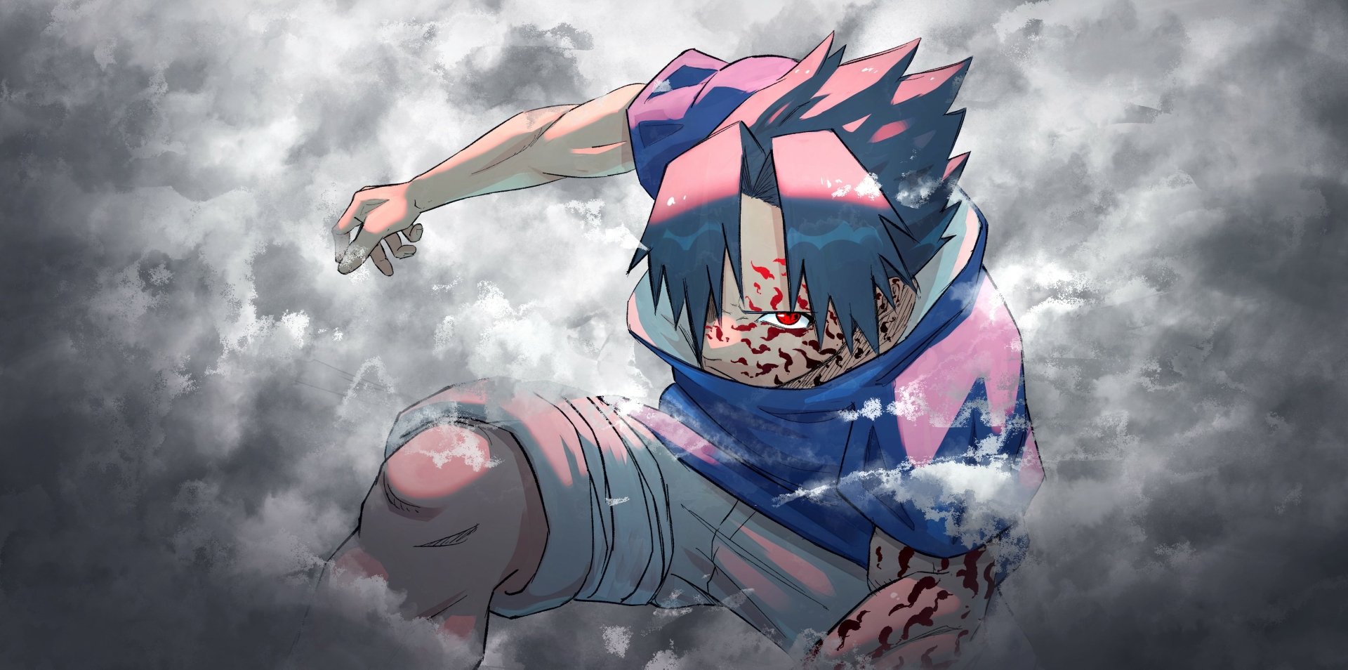 Sasuke Uchiha HD Wallpaper - Epic Naruto Anime Action Scene by しう ...