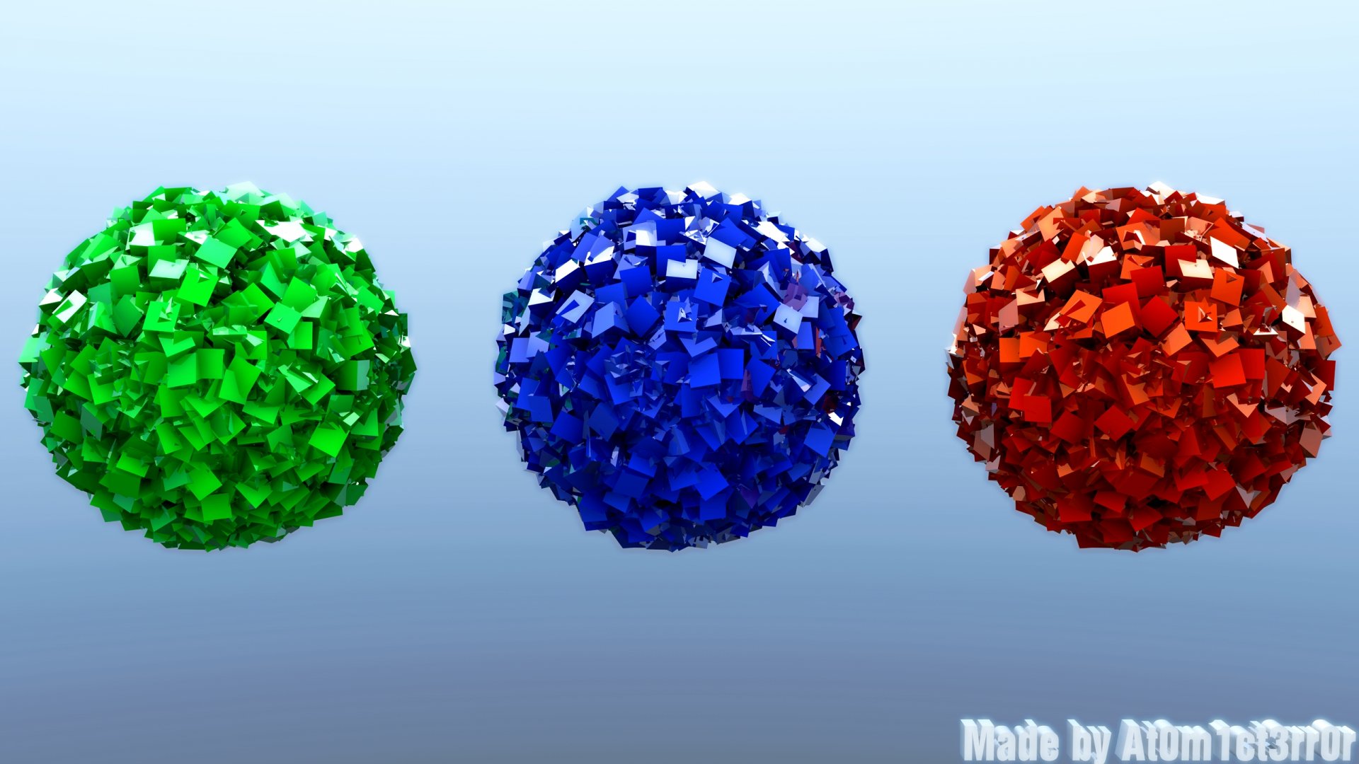 3D Abstract Trio: Vibrant Red, Blue & Green CGI Spheres HD Wallpaper by ...