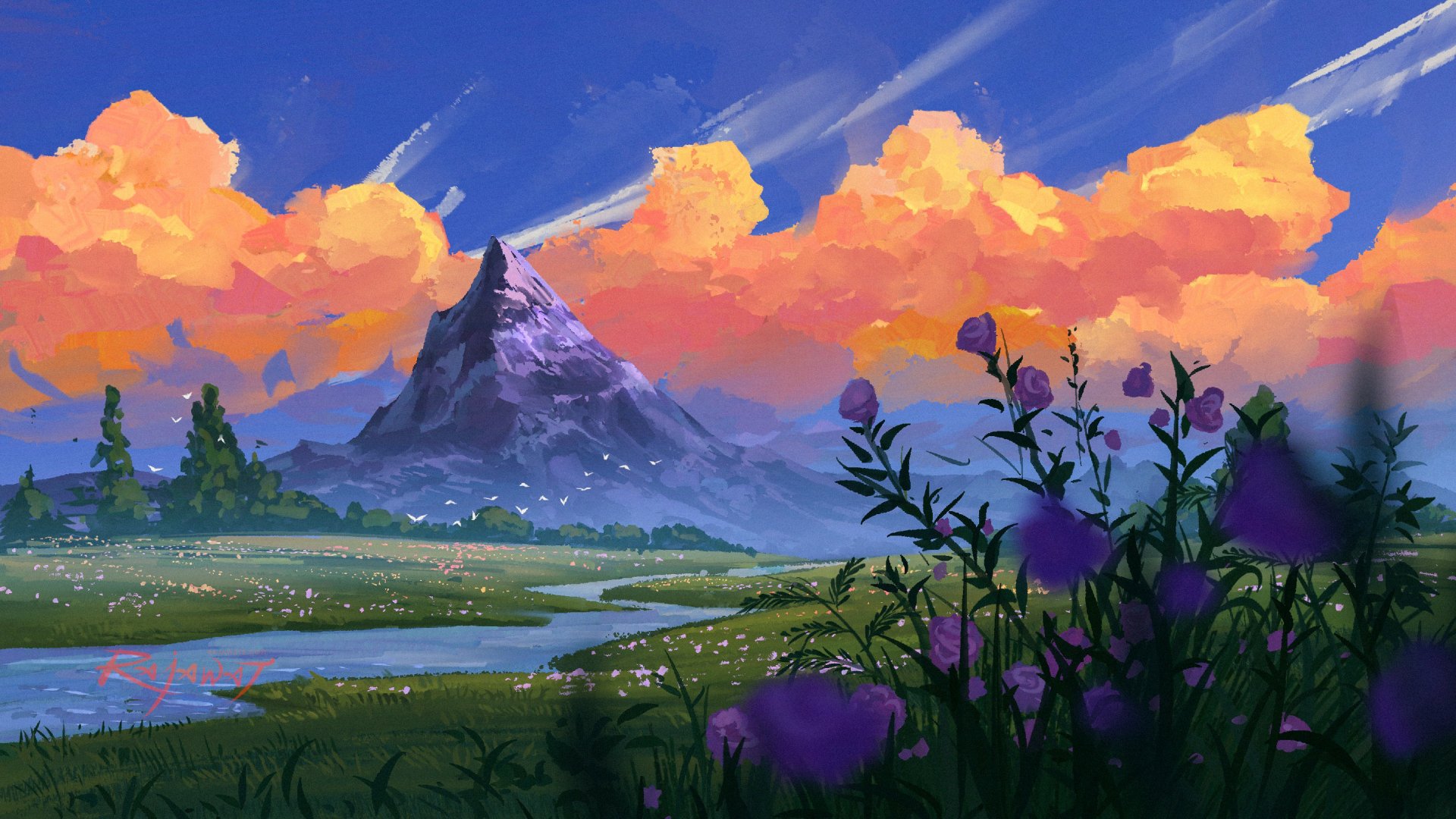 Alpine Dusk Bloom — Artistic HD Landscape Wallpaper