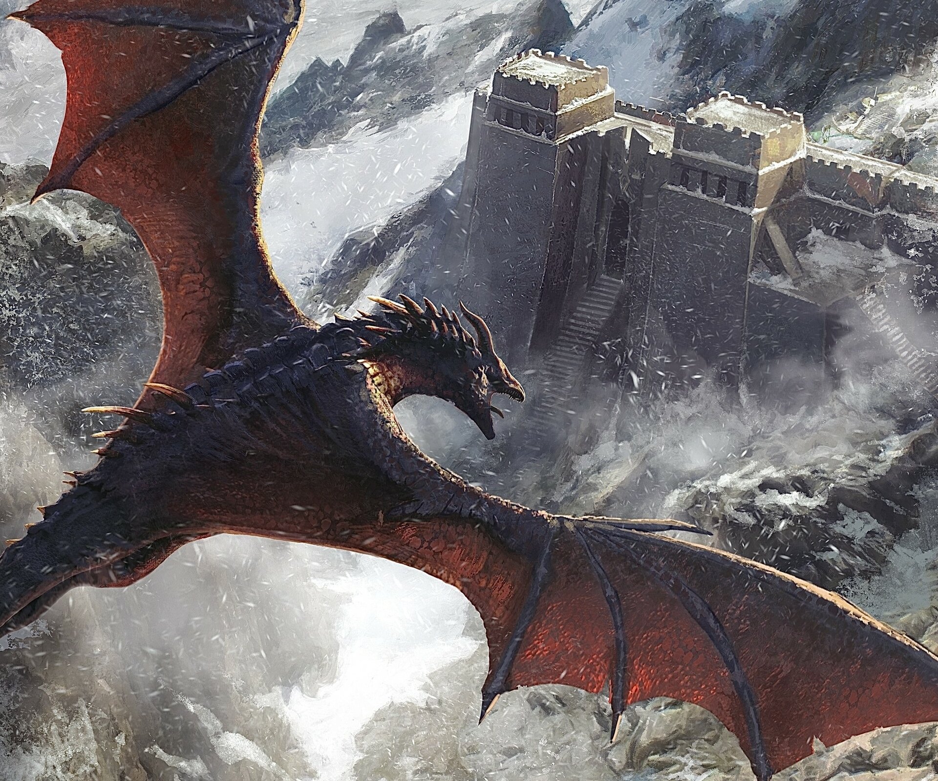 Epic Fantasy Dragon HD Wallpaper: The Siege of the Sky Fortress by Ron ...
