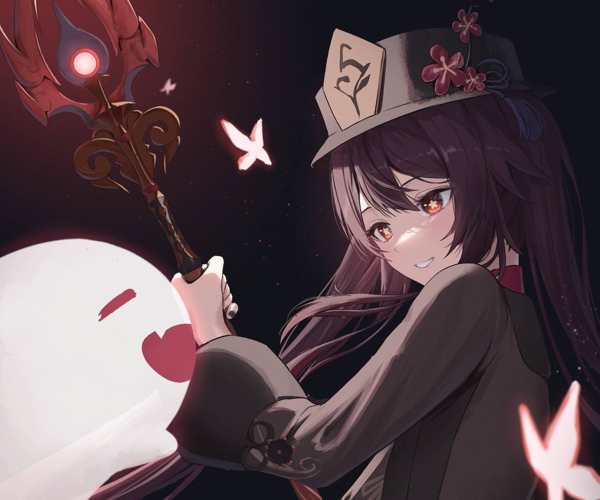 Hu Tao HD Wallpaper | Genshin Impact Video Game Art by bakemonsou