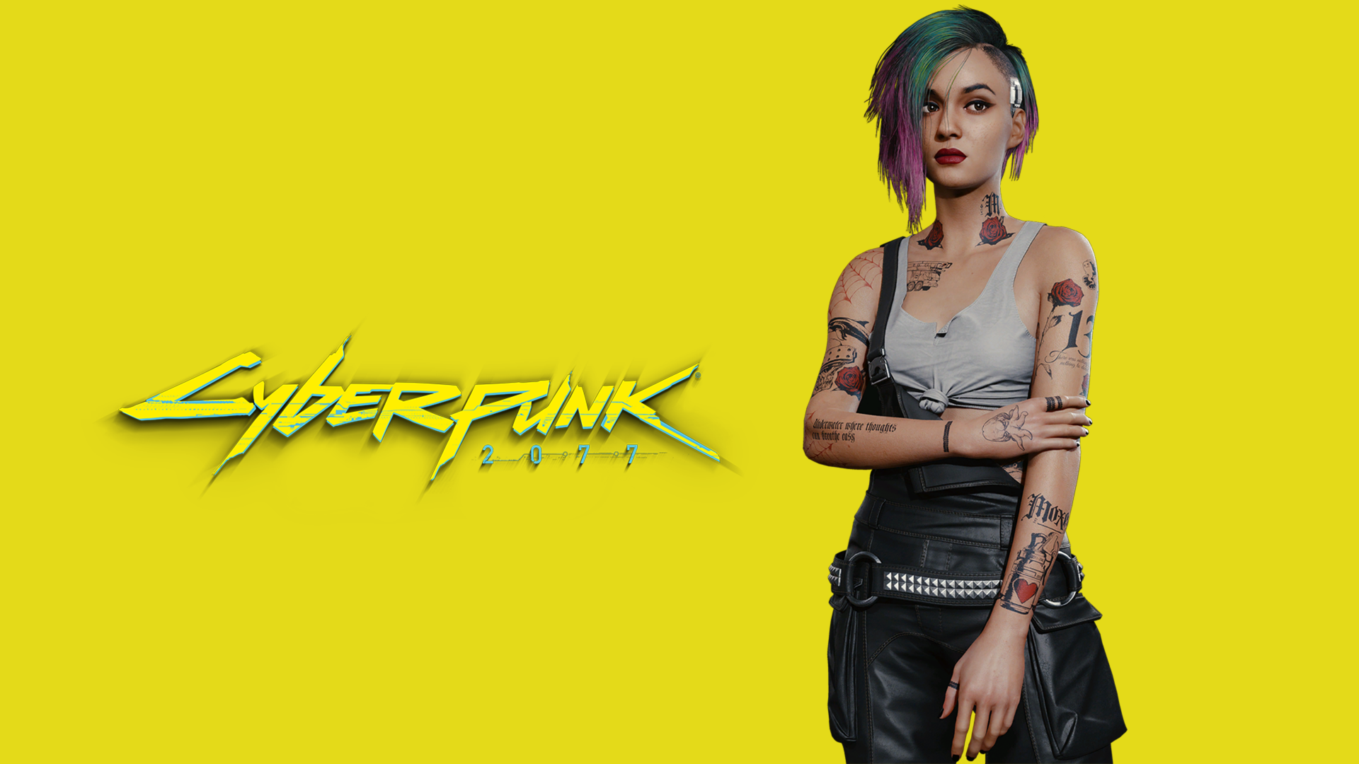 Cyberpunk 2077 Judy in Vibrant Yellow – Futuristic 4K Gaming Wallpaper