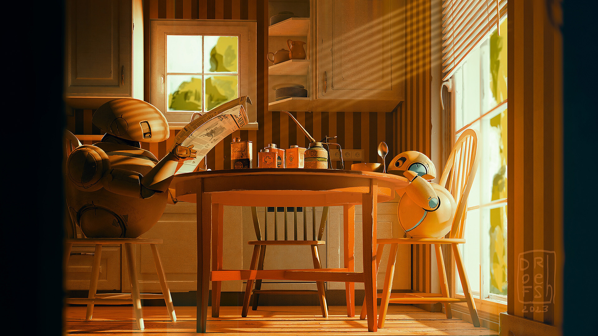 Cozy Sci-Fi Robot HD Wallpaper - Download Now! by DOFRESH