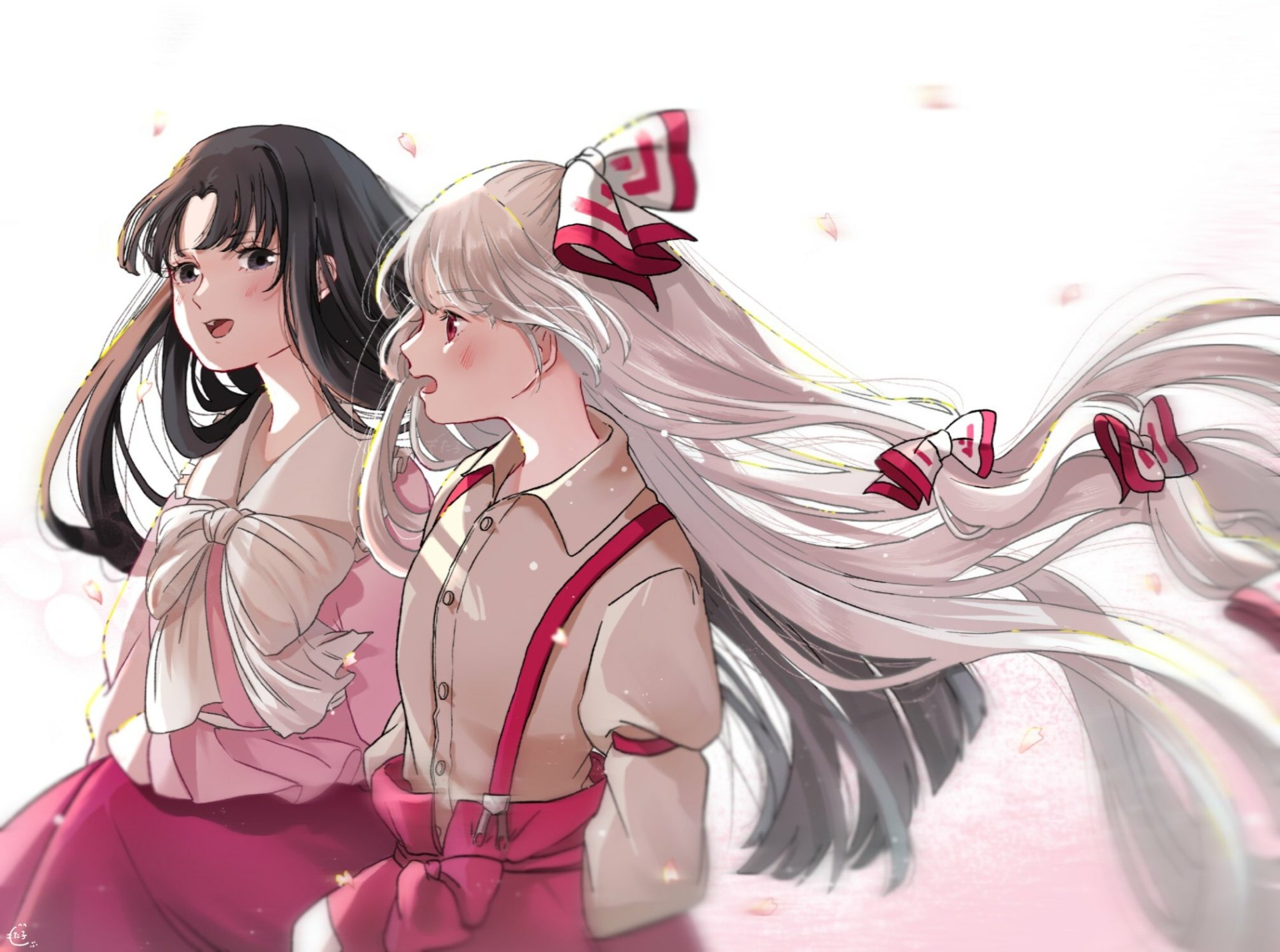Download Kaguya Houraisan Fujiwara No Mokou Anime Touhou HD Wallpaper ...