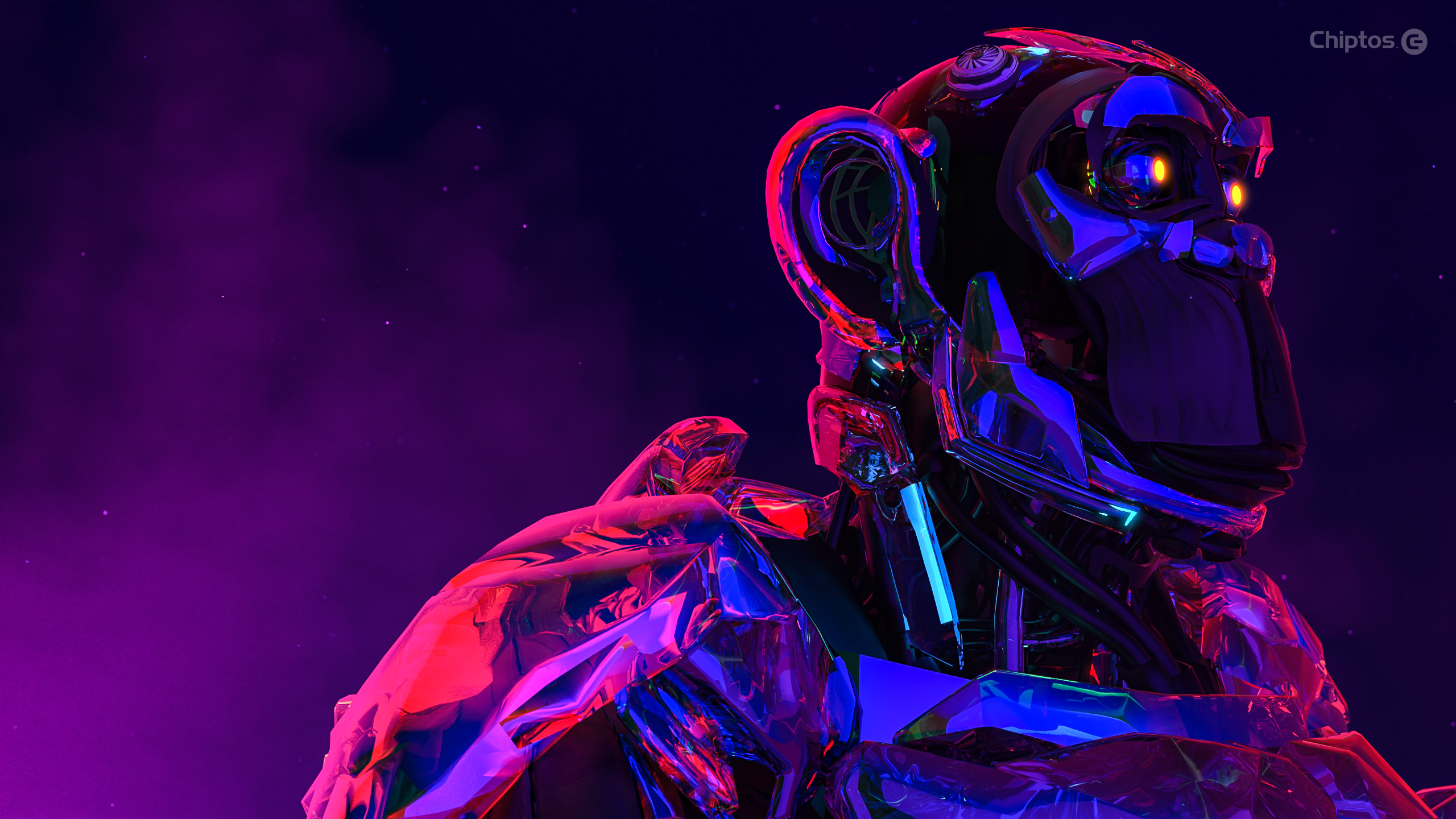 Chiptos X Robot Ape Computer Parts PC Gaming Fog Smoke NFT Wallpaper ...
