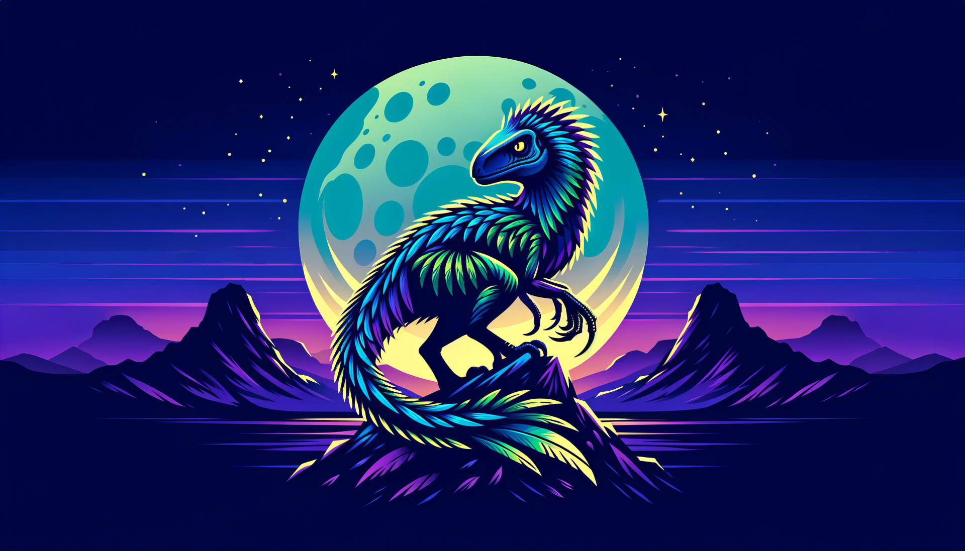 Mystical Moonlight Dinosaur HD Wallpaper by robokoboto
