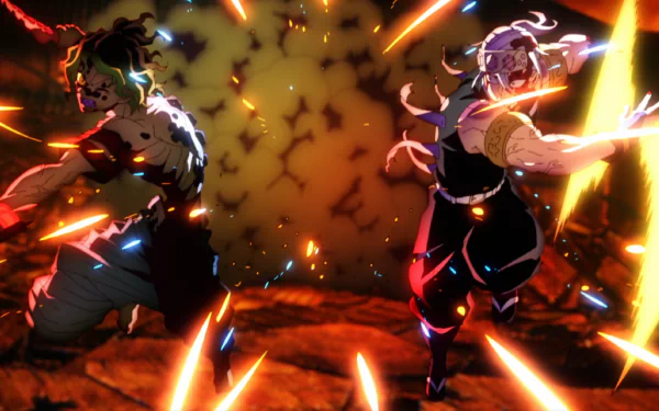 Demon Slayer HD Wallpaper: Tengen Uzui vs Gyutaro Epic Battle Scene