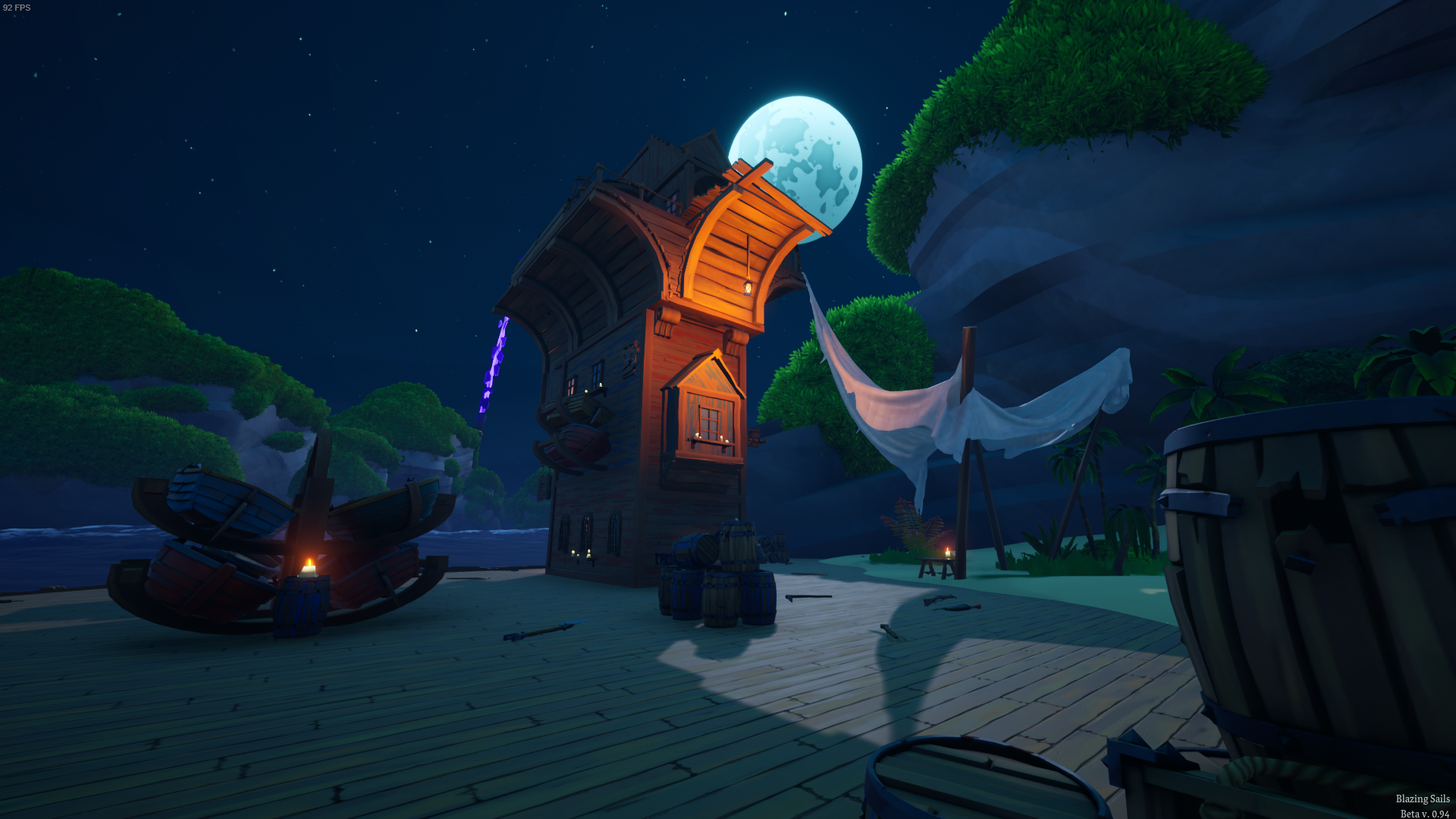 Blazing Sails Pirate Cove Moonlit HD Wallpaper