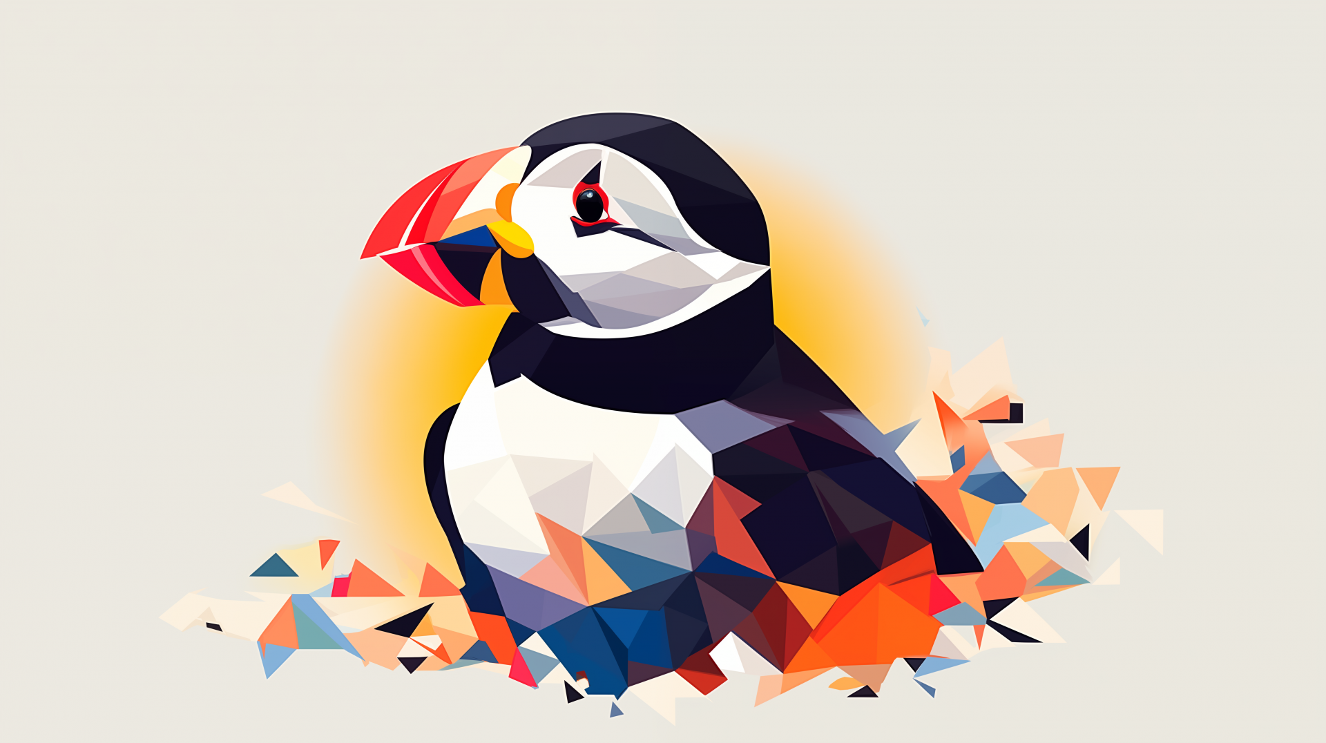 Geometric Puffin Art HD Wallpaper by Laxmonaut