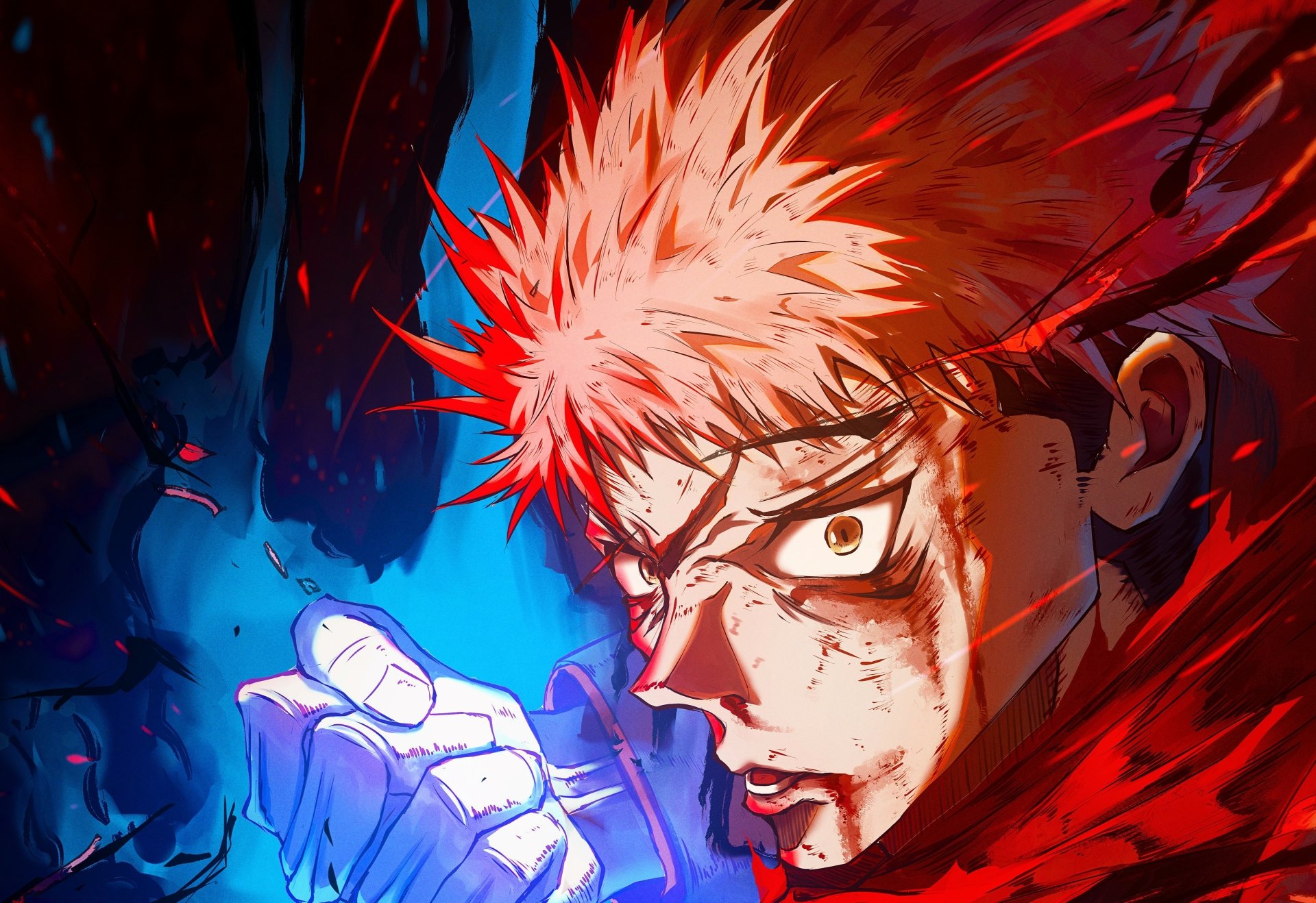 Yuji Itadori Epic 4K Wallpaper | Jujutsu Kaisen Intense Anime Art by 澪衣