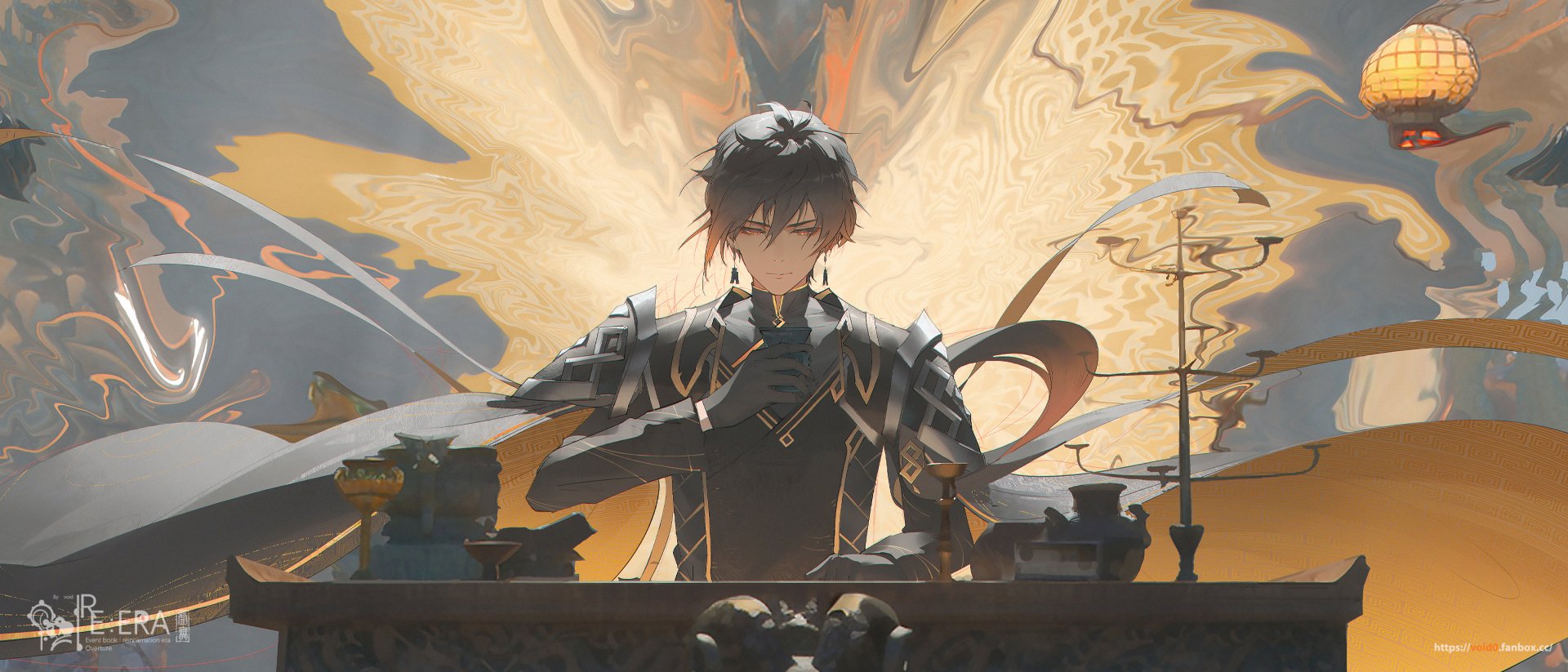 Zhongli's Majestic Aura – Stunning Genshin Impact HD Wallpaper by void_0