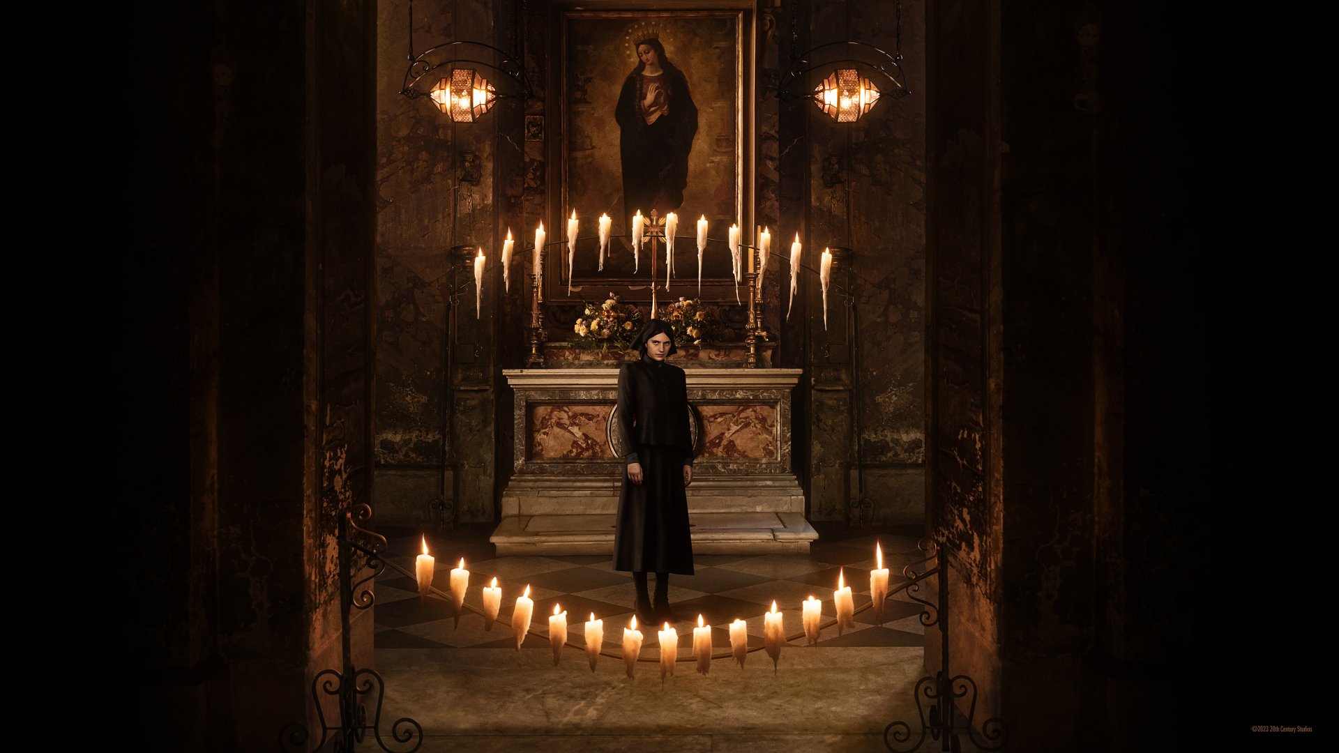 The First Omen Movie HD Wallpaper - Mysterious Altar Scene