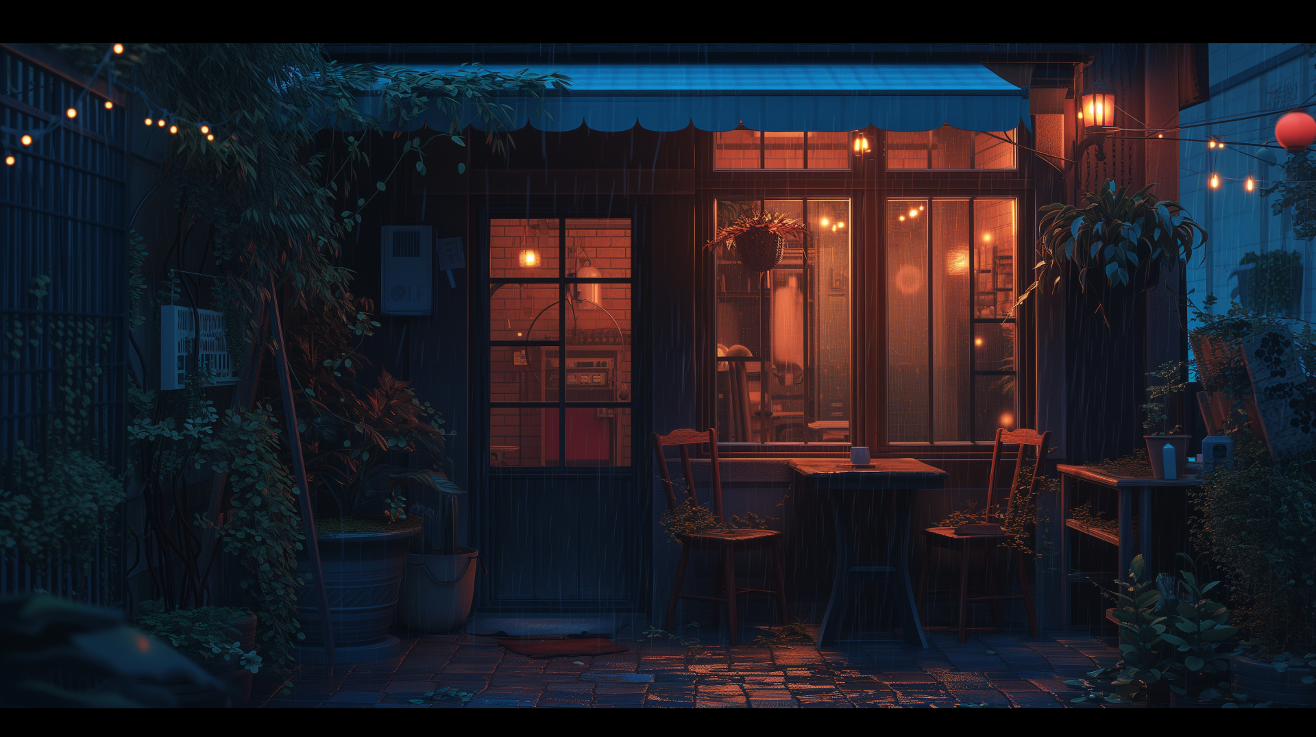 Lofi Cafe Evening Ambience HD Wallpaper by robokoboto