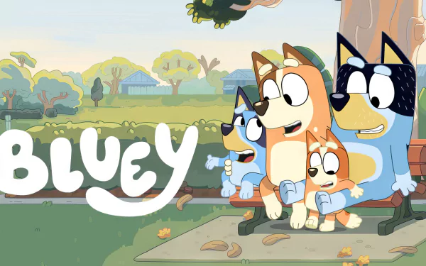 Bluey HD Wallpaper: Fun and Adventure in a Vibrant TV Show Scene