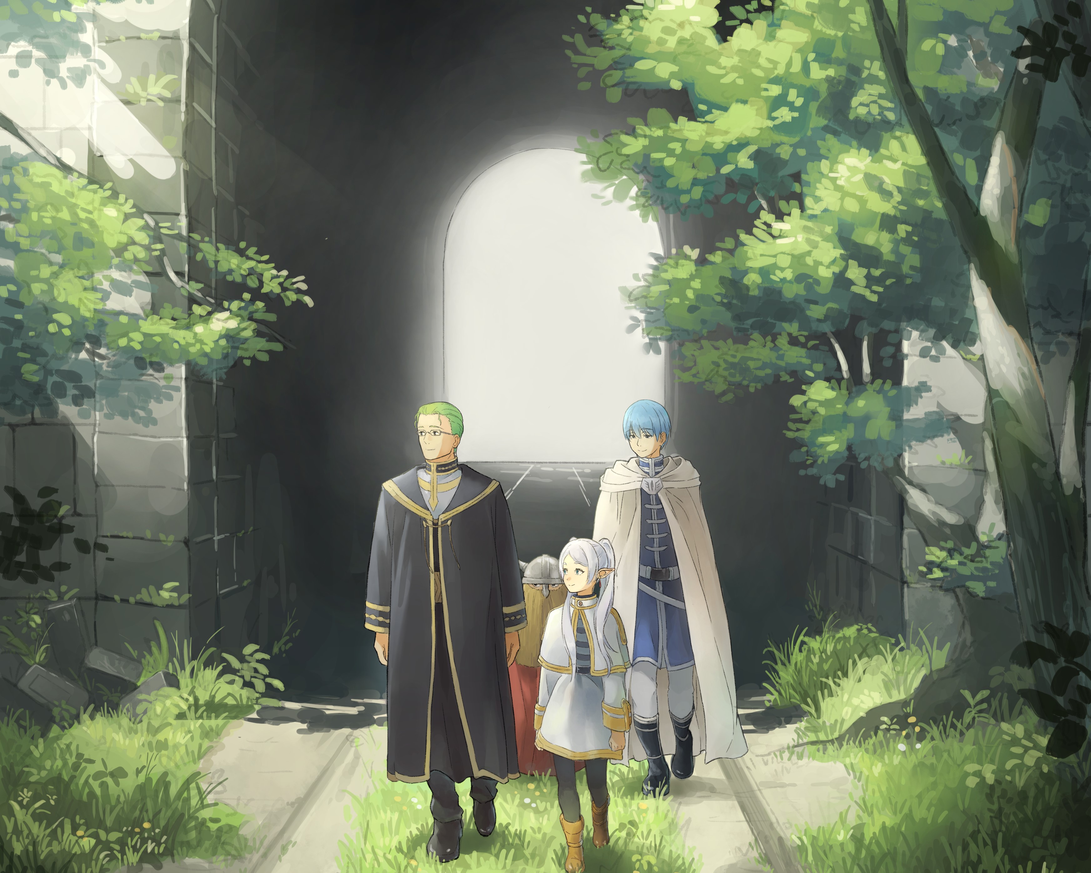 Frieren’s Journey: HD Anime Wallpaper Featuring Himmel, Heiter & More by 彩凪